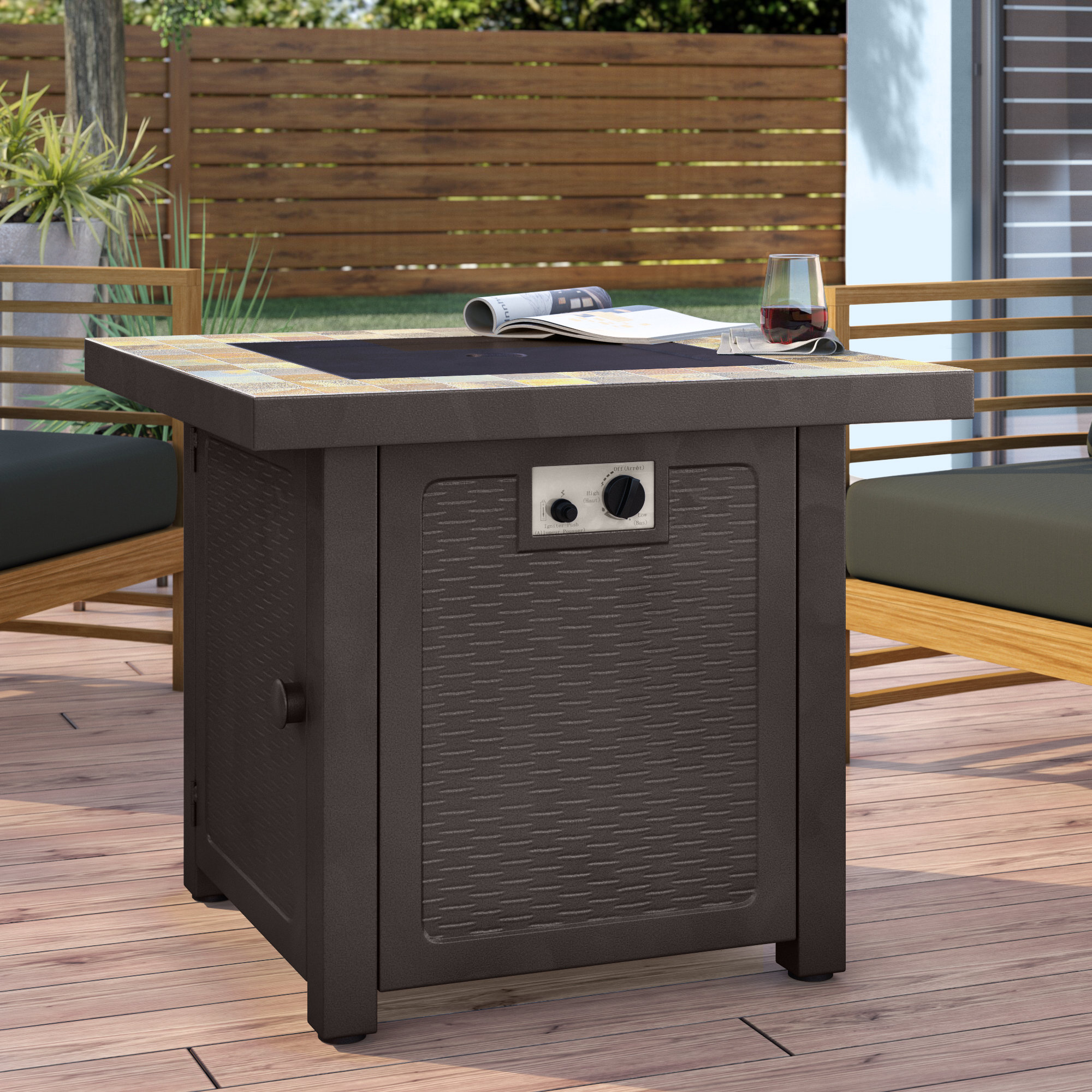 Ebern Designs Sterling Slate Propane Gas Fire Pit Table & Reviews ...