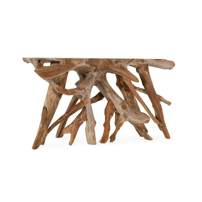 Classic Home Cypress Natural Root Teak Wood Sofa Console Table | Wayfair