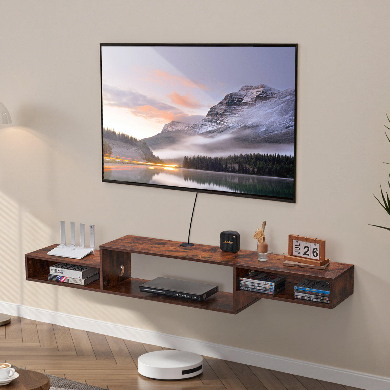 17 Stories Floating TV Stand, Wall Mount Entertainment Center with ...