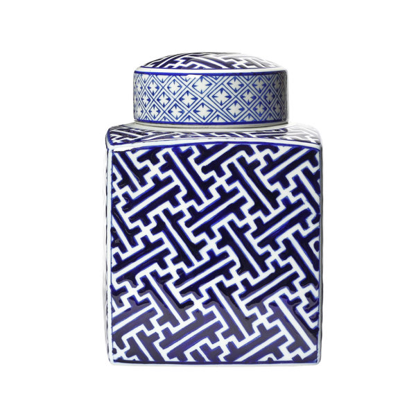 Birch Lane™ Chadwicks Decorative Square Ceramic Ginger Jar with Lid ...