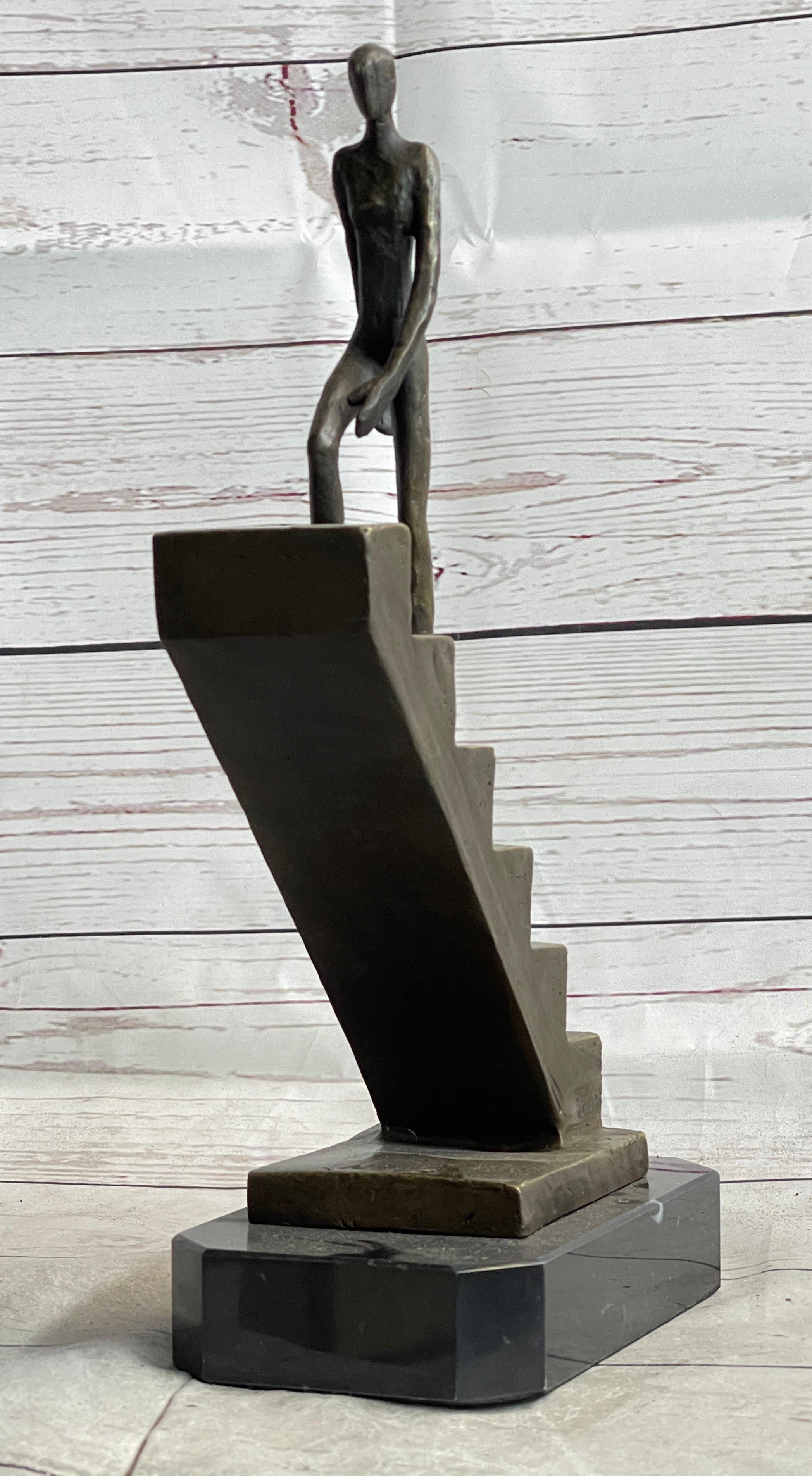 Winston Porter Abstract Bronze Sculpture of a Man Climbing Stairs ...