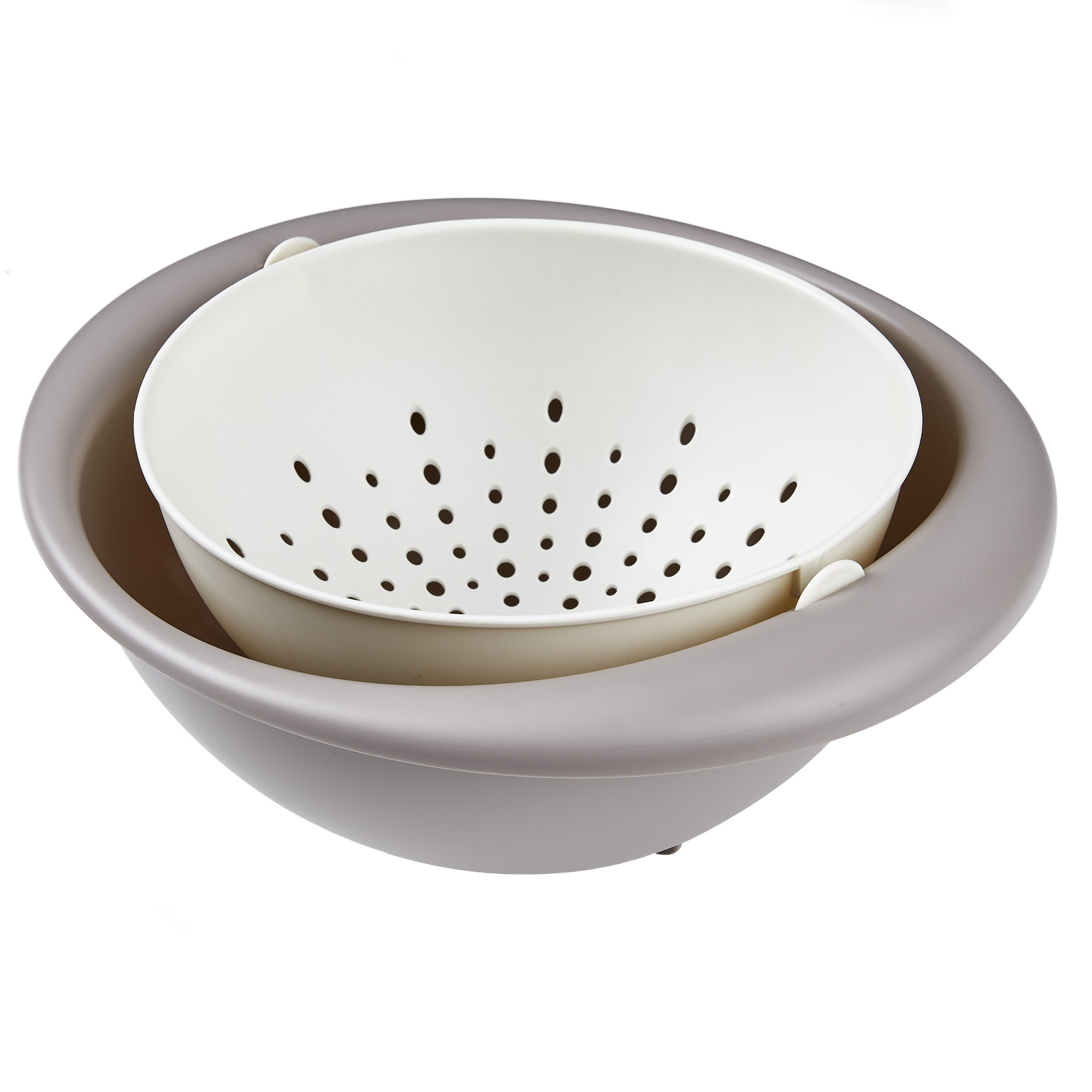 Vecelo Round Kitchen Colander Set With Bowl Strainer, 2 In 1 BPA Free ...