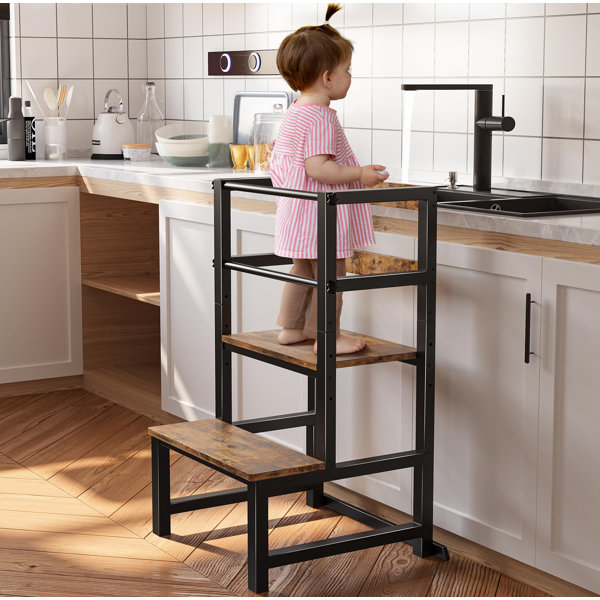 Mason & Marbles Adjustable Toddler Step Stool with Safety Rail - Sturdy ...