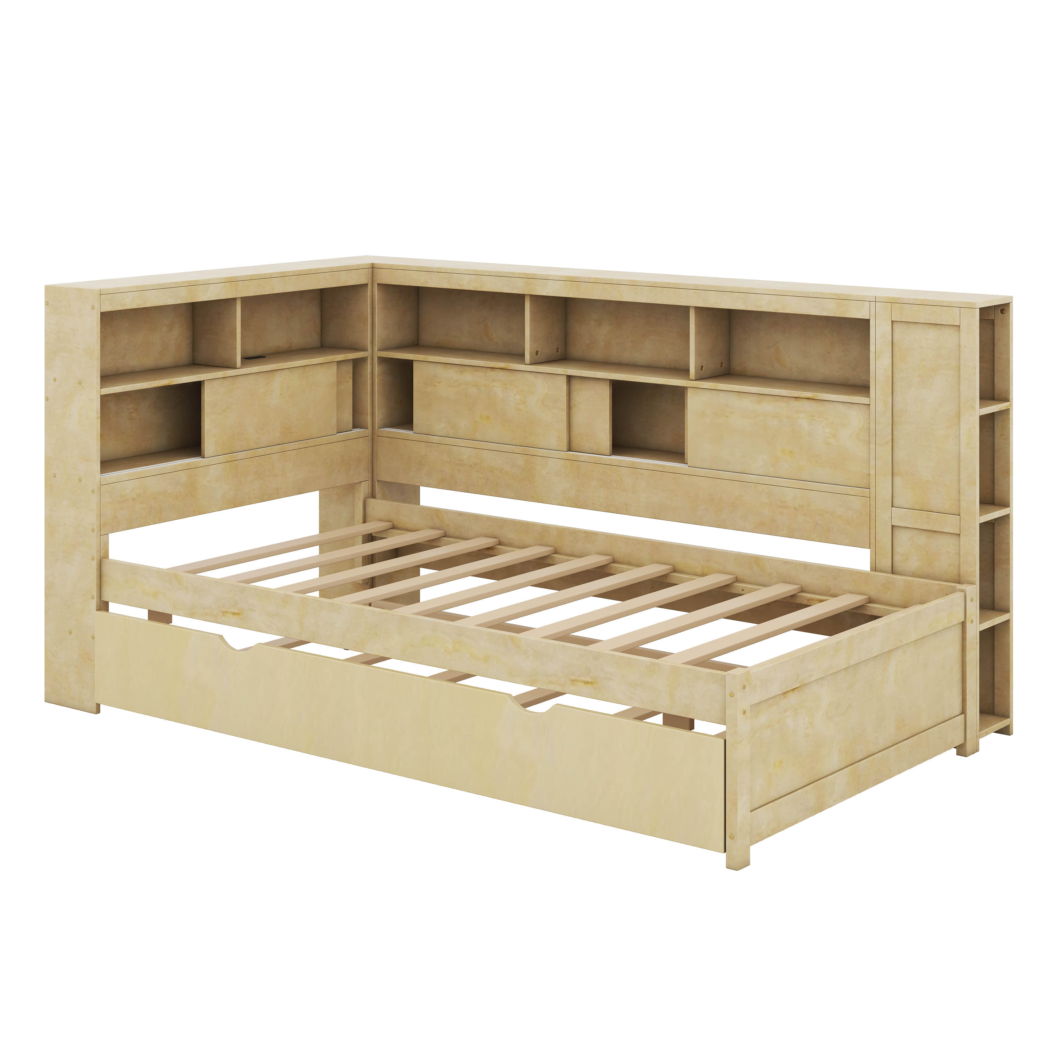 Red Barrel Studio® Twin Daybed With Trundle, Daybed With Storage Shelf ...