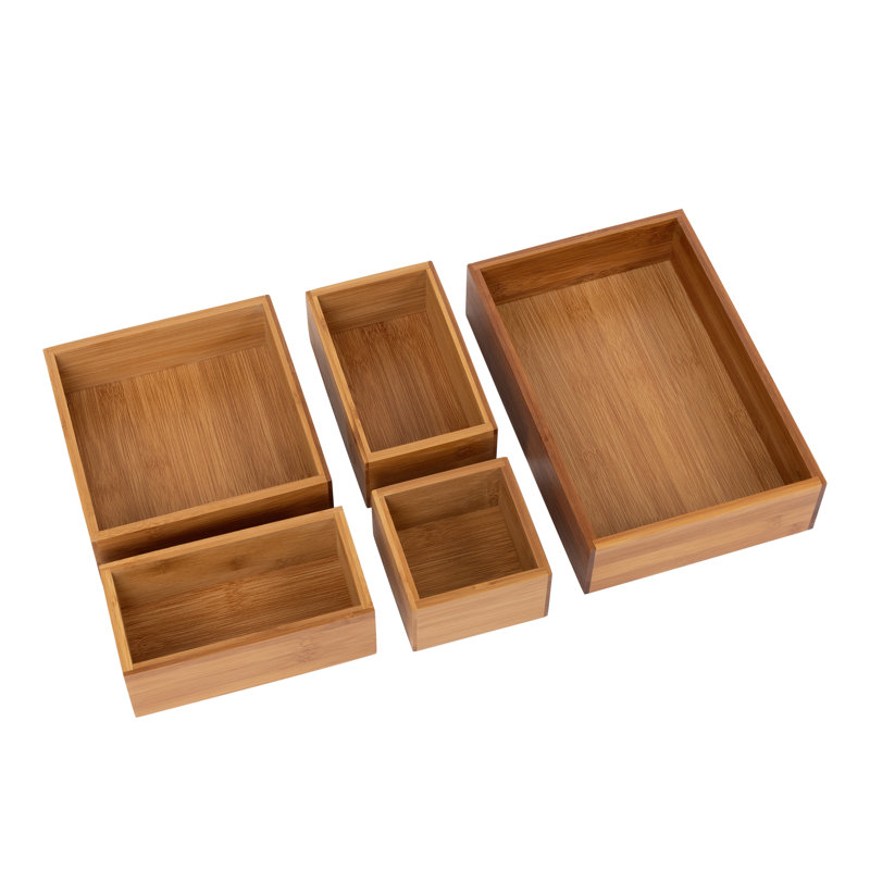 Seville Classics Bamboo Box Drawer Organizer 5-Piece Set & Reviews ...