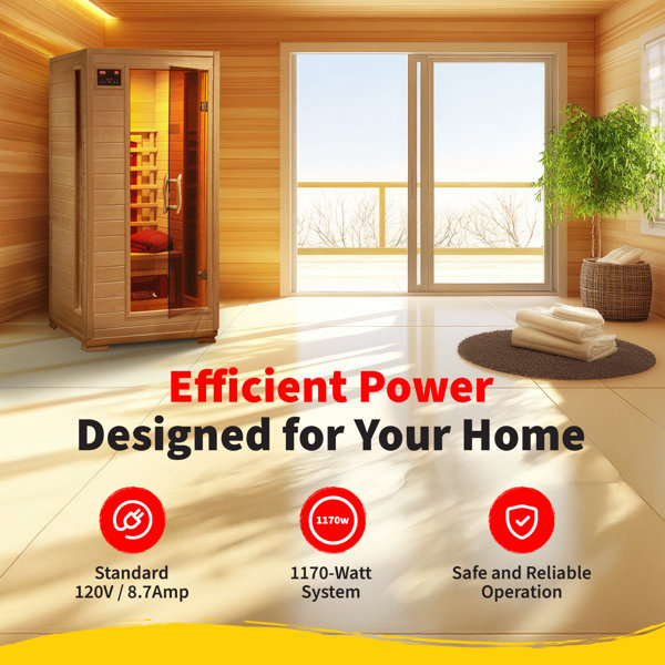 Heatwave 1-2 Person Hemlock Infrared Sauna with 3 Ceramic Heaters ...