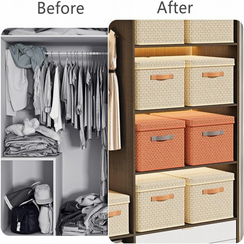 Latitude Run® Stackable Fabric Cube Storage Bins With Lids | Wayfair