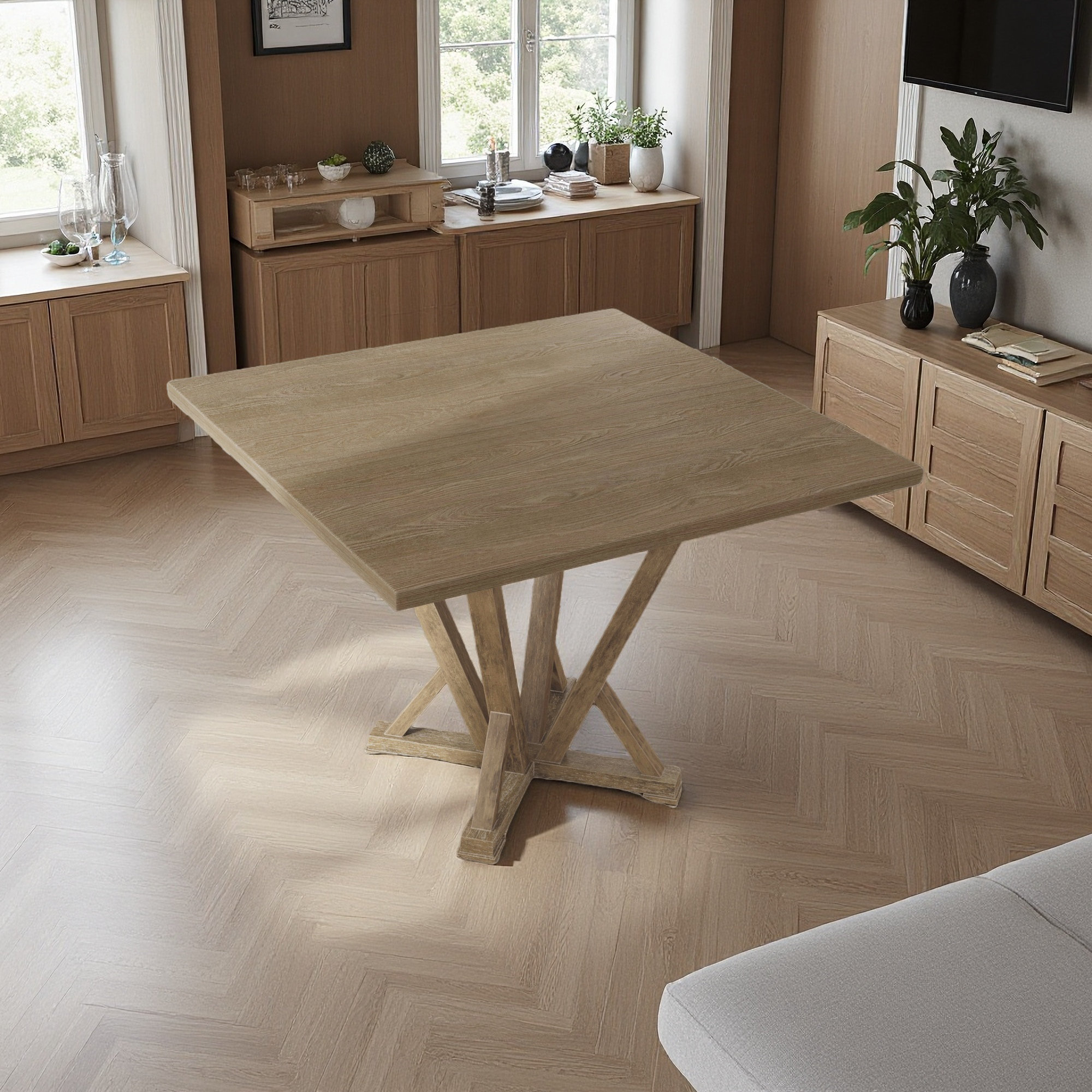 August Grove Table de comptoir carrée 36 po H Modern Farmhouse ...