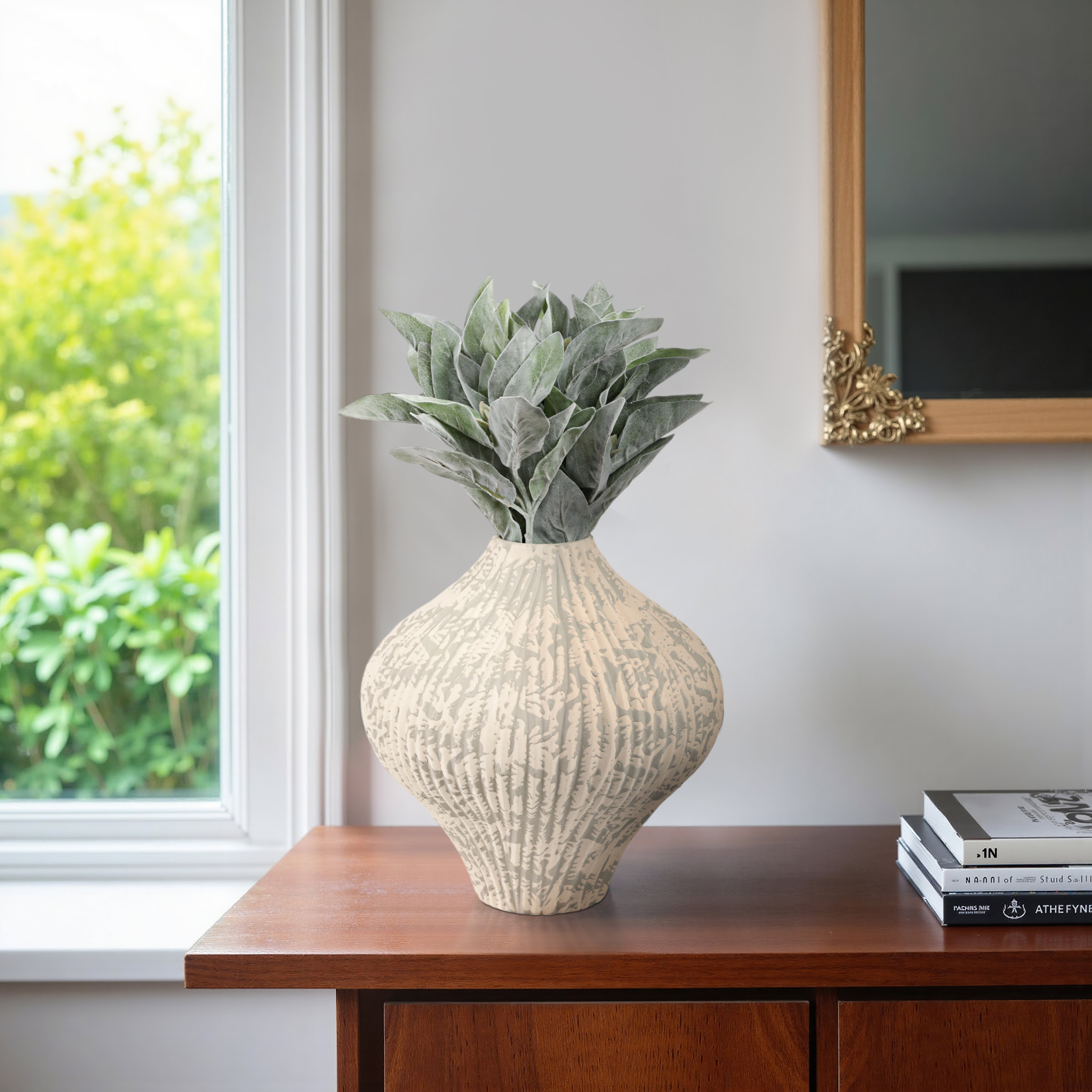 Latitude Run® Earthenware Pottery Vase With Textured Design Modern ...