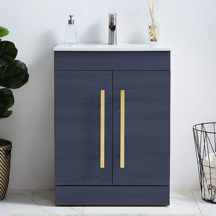 Mercer41 Naiah 24” Blue Modern Free-Standing Single Bathroom Vanity Set ...