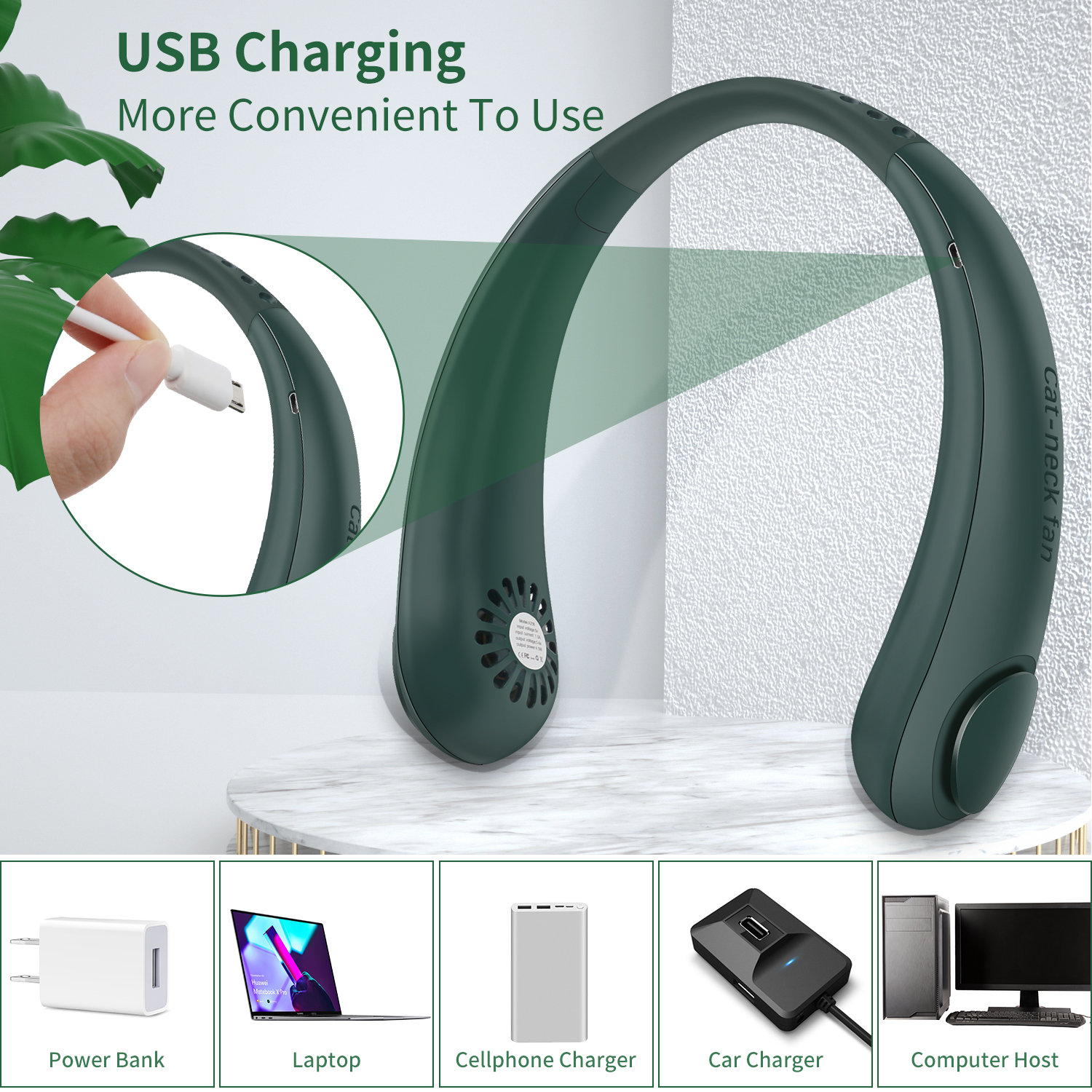 Biyori Portable Hands Free Leafless Hanging Neck Fan & Reviews | Wayfair