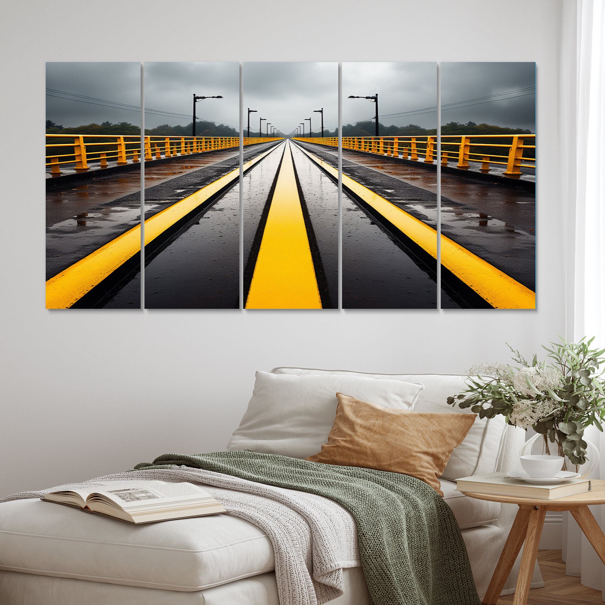 Latitude Run® Yellow Parallel Road Paths - Landscapes Wall Decor - 5 ...