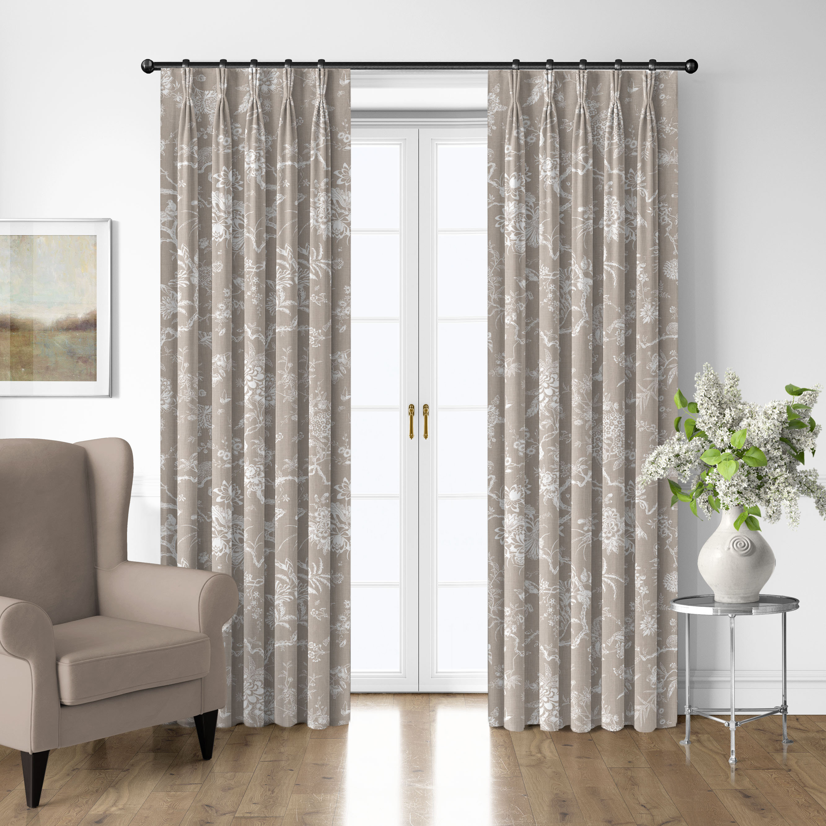 6ix Tailors Fine Linens Elwood Natural Cotton Pinch Pleat Drapery Panel ...