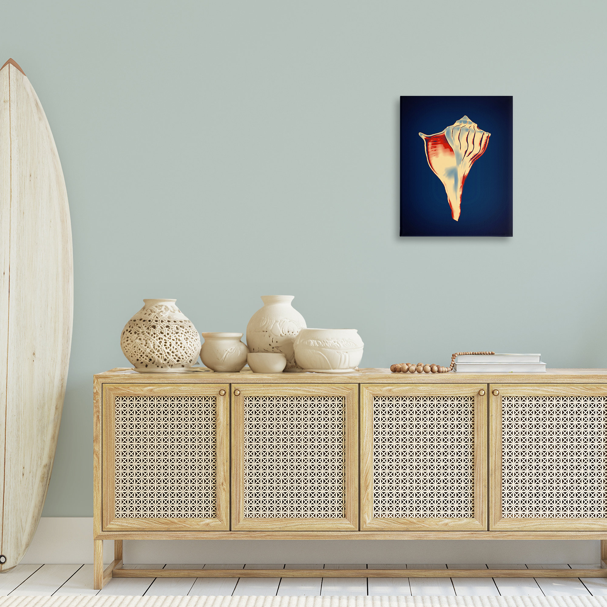 17 Stories Lightning Whelk on Blue Canvas Wall Art by Graffi*tee ...