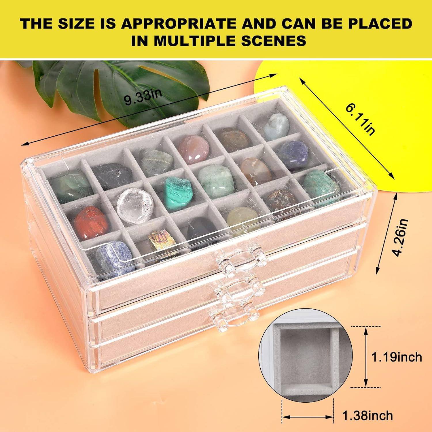 RAPTIZ Acrylic Rock Collection Display Case Rock Collection Box For ...