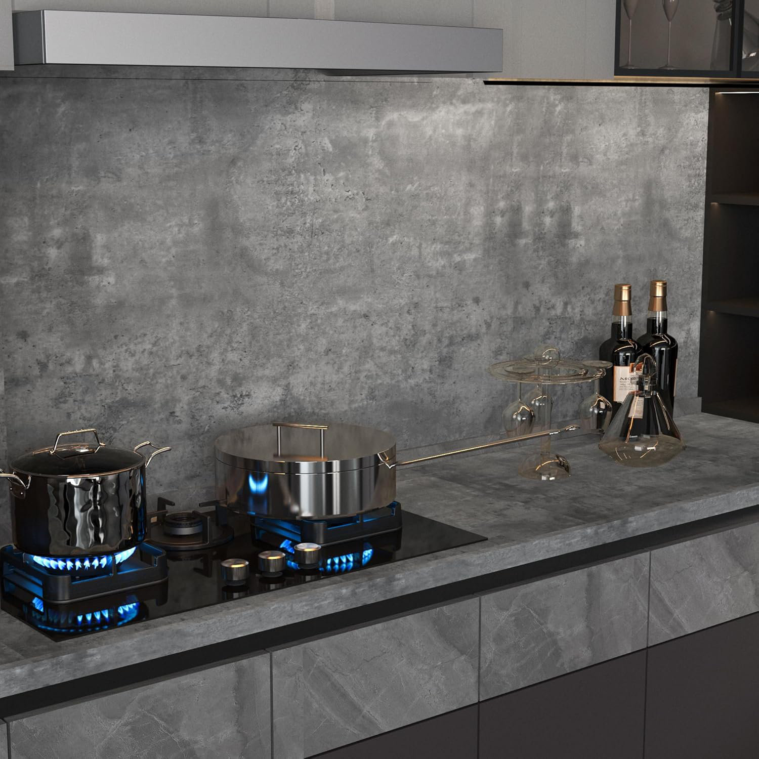 17 Stories Peel And Stick Wallpaper - 3D Grey Concrete Textured Self ...