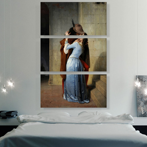 ARTCANVAS " The Kiss " by Francesco Hayez 3 - Pieces on Canvas | Wayfair