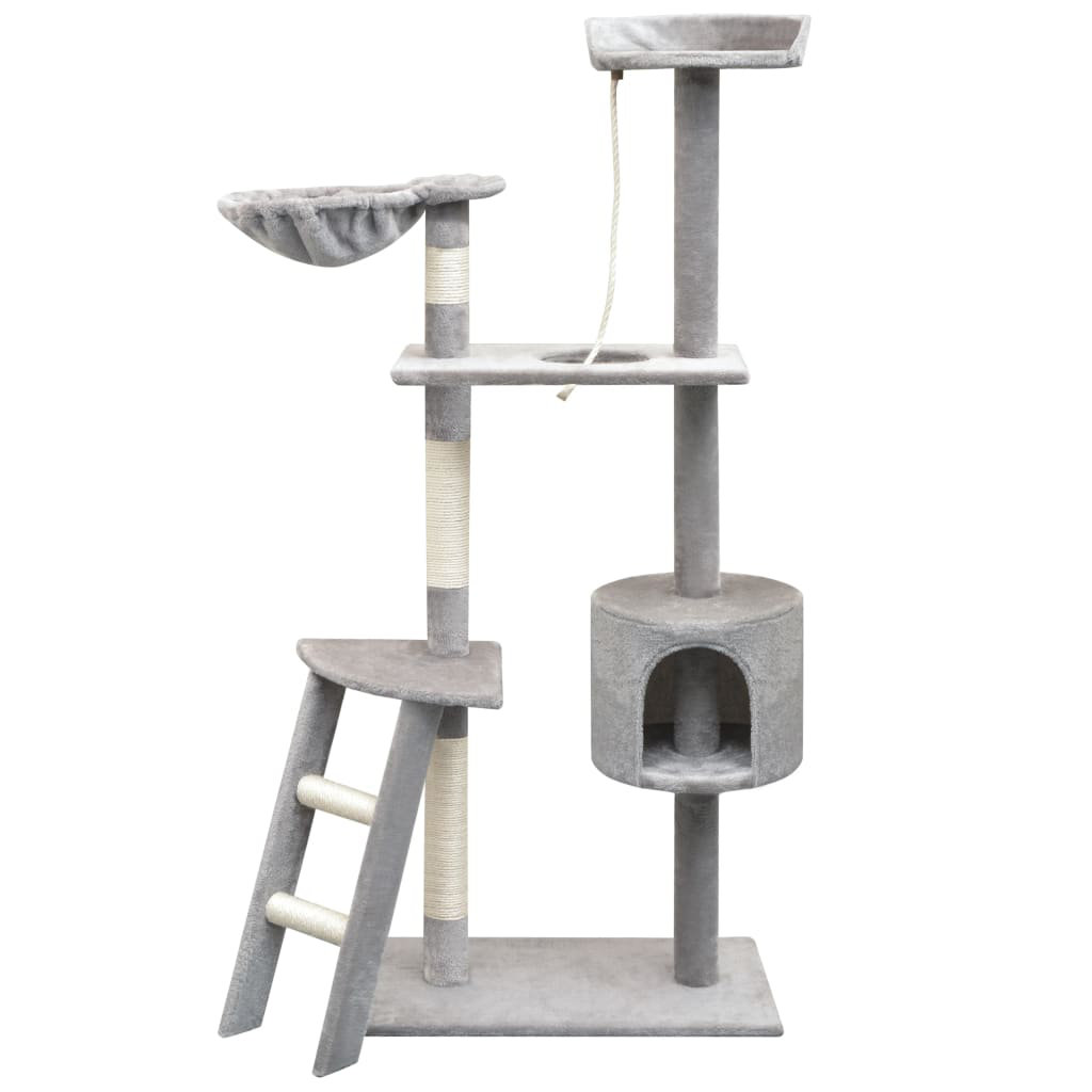 vidaXL Cat Tree Grey Wooden frame Large Cat Tree Rectangular Modern ...