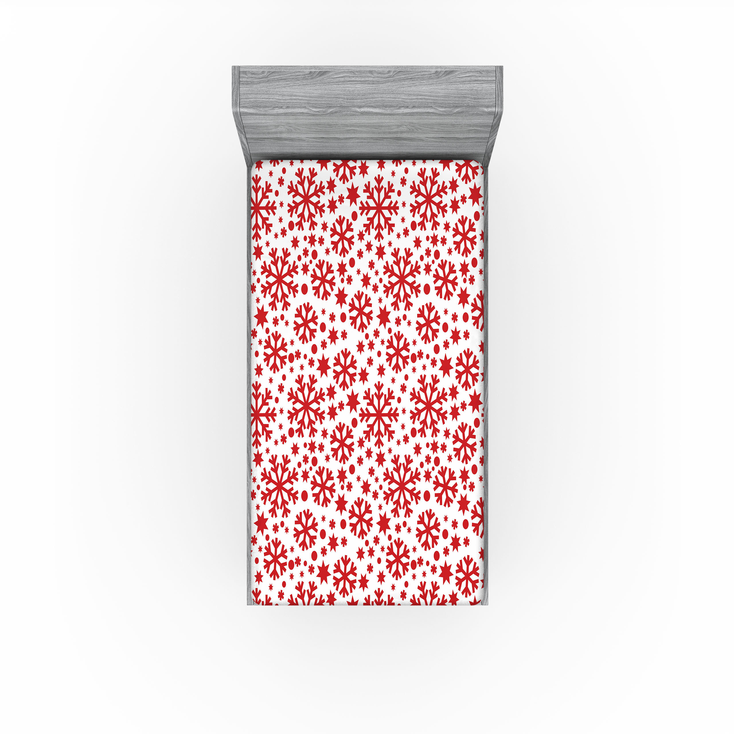 Ambesonne Snowflake Fitted Sheet 2-Pack Star and Dot Pattern Red White ...