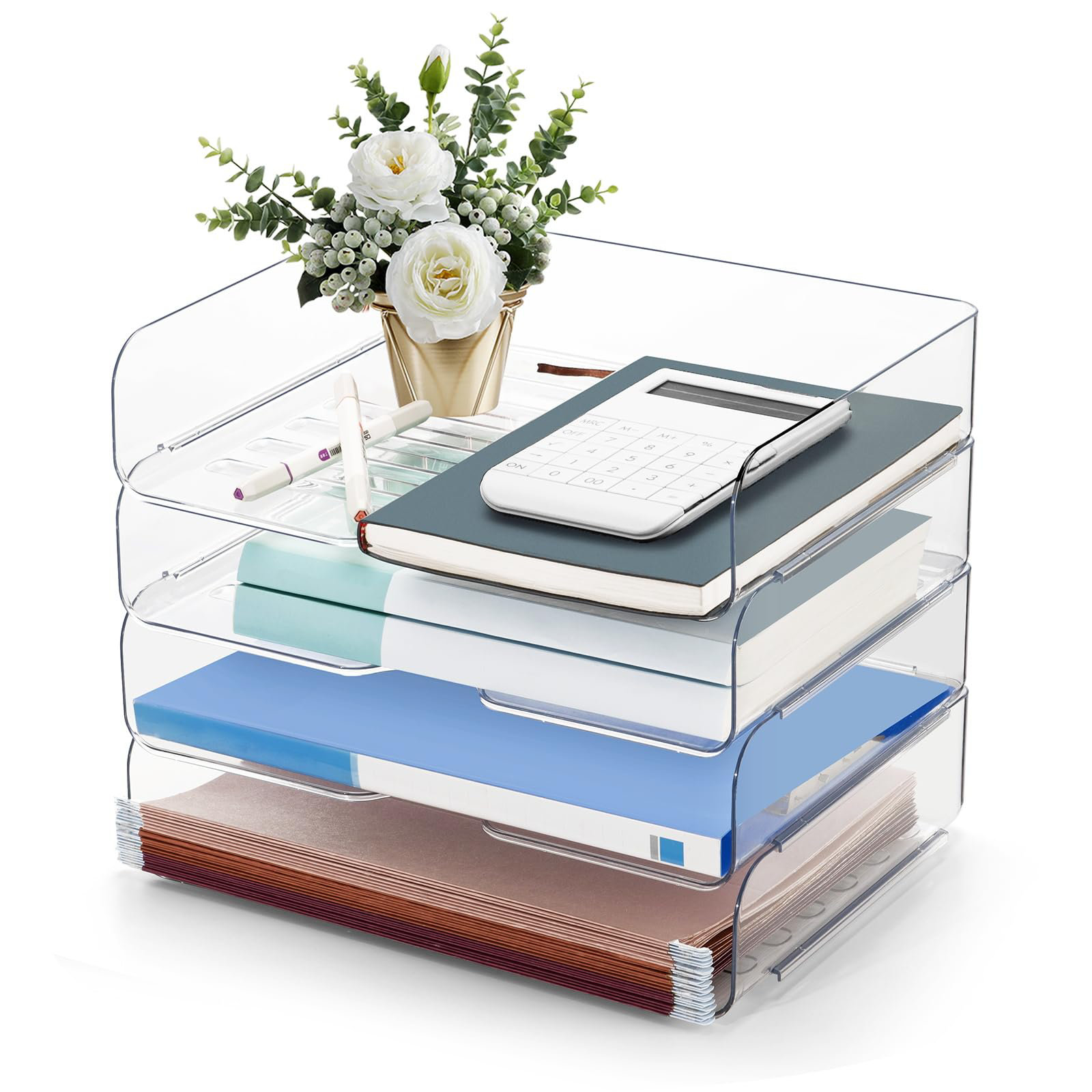 Ivy Bronx Desk Organizer And Storage,4-Tier Paper Letter Tray Organizer ...