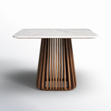 AllModern Kendall Solid Wood & Marble Square Dining Table & Reviews ...