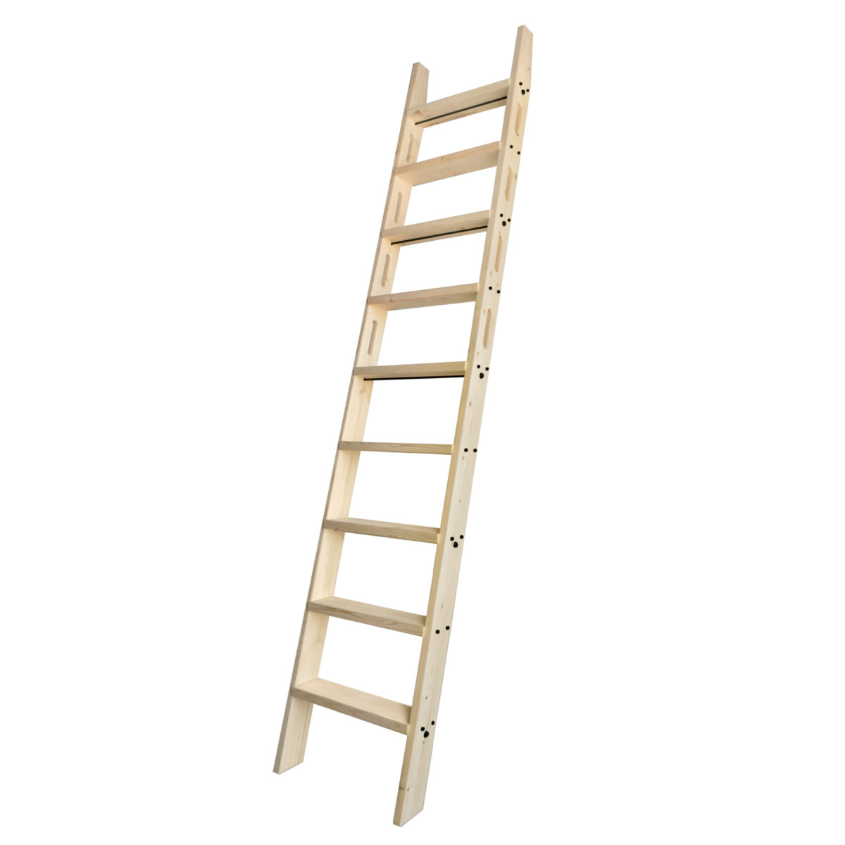 WFX Utility™ Natural Knotty Pine Wood Sliding Library Step Ladder With ...