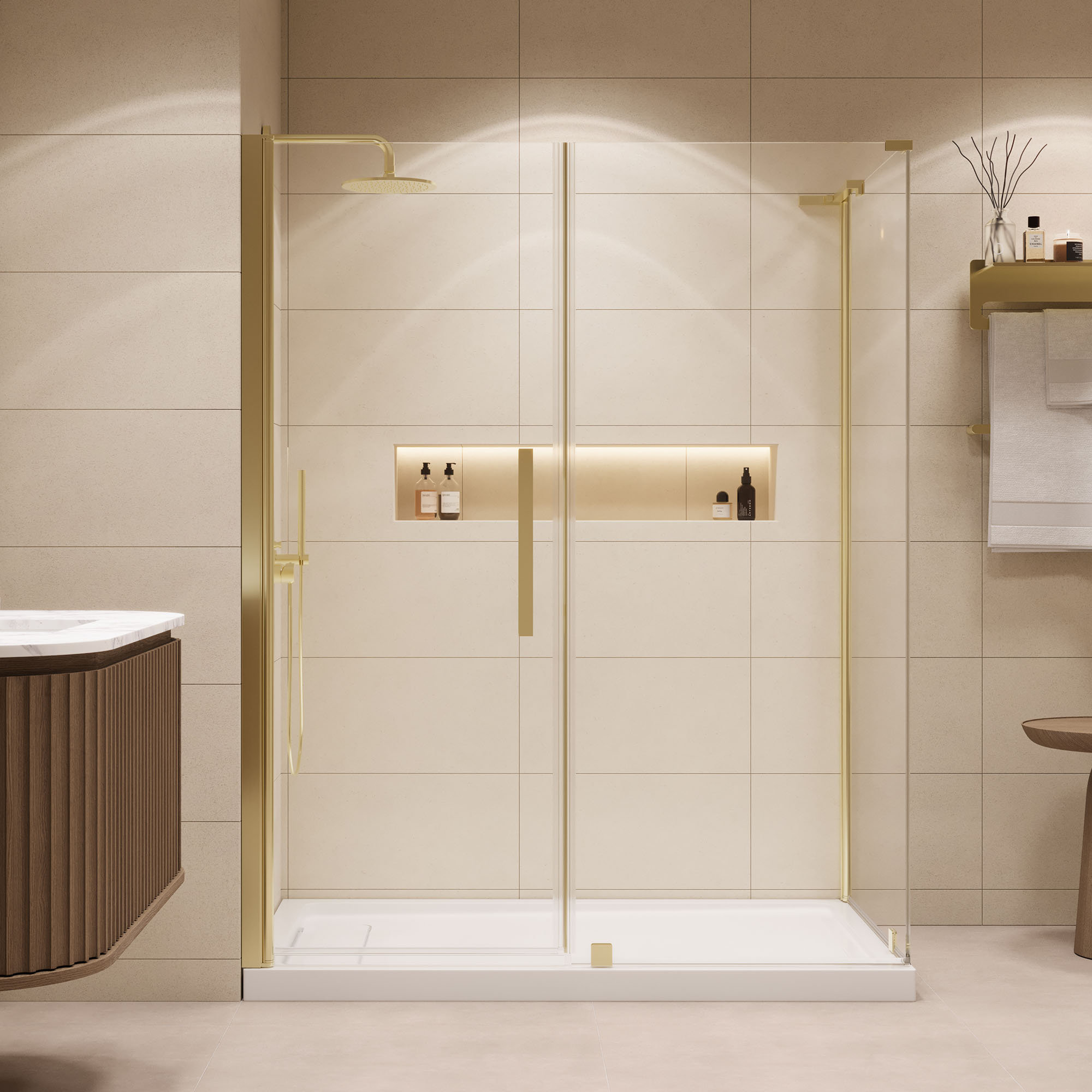 OVE Decors Pasadena 60 In. W X 36 In. D X 74 3/4 In. H Corner Frameless ...