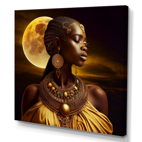 Bungalow Rose " Queen African Woman Under Moon III " on Canvas | Wayfair