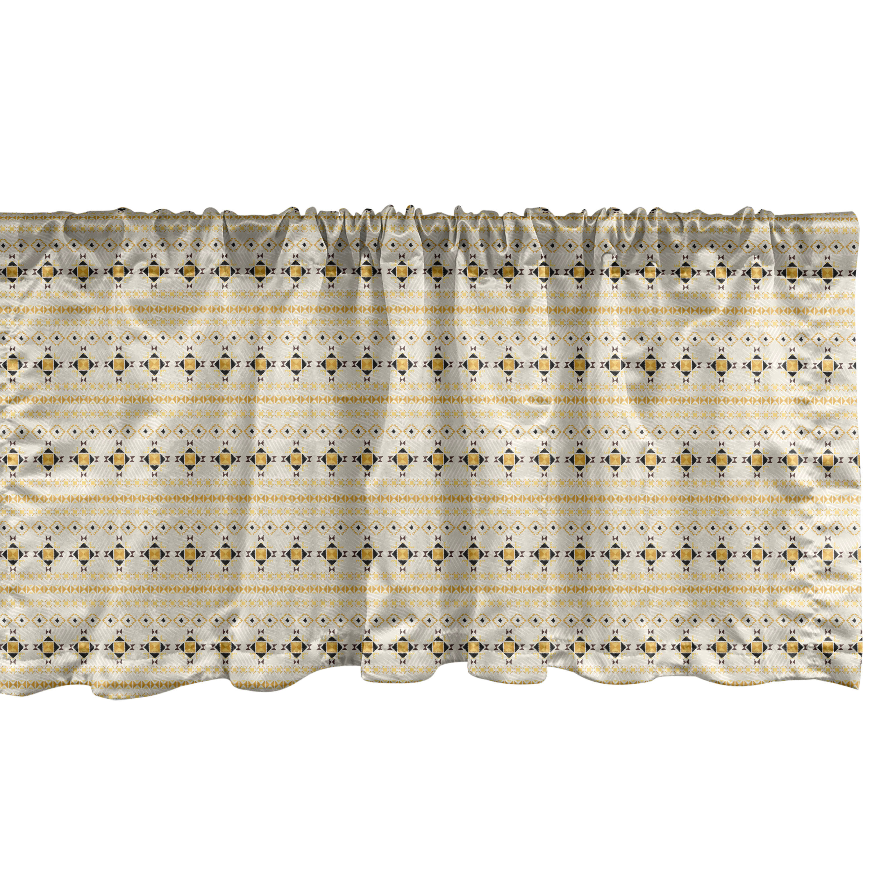 Ambesonne Aztec Valance Pack of 2 Horizontal Oriental Shapes Beige ...