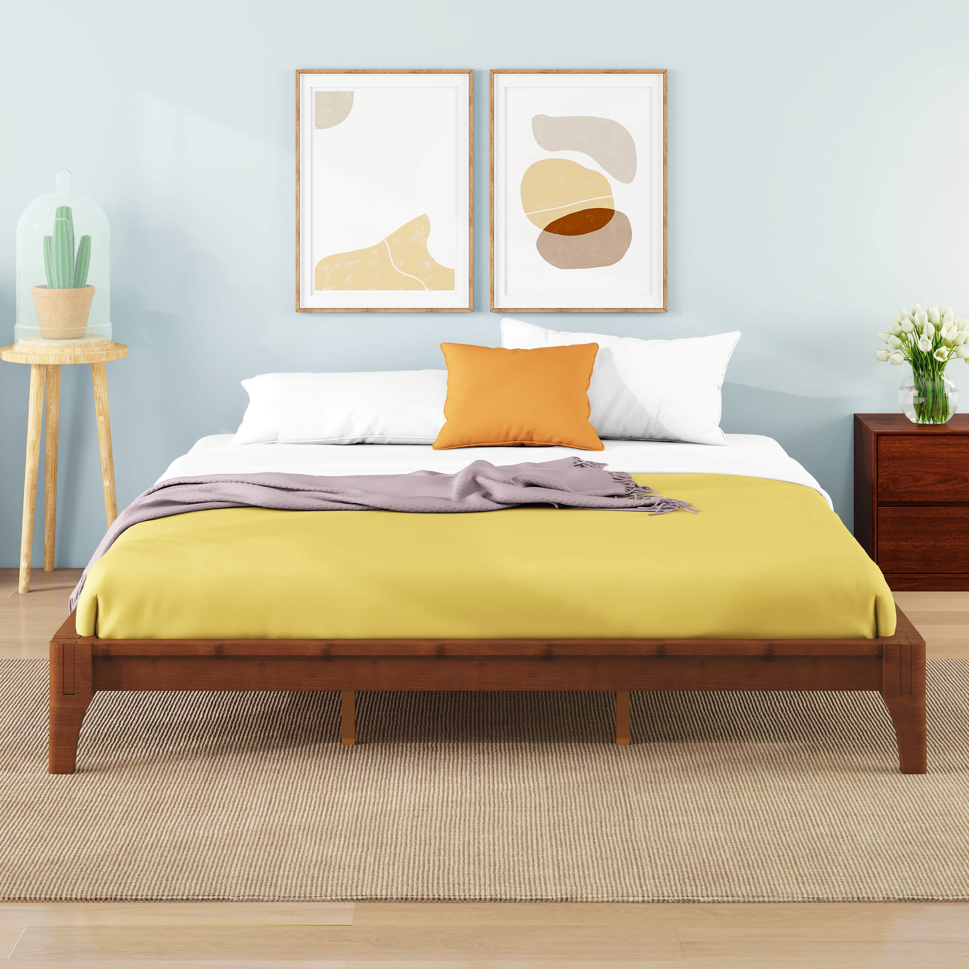 Winston Porter 12 Inch King Size Bed Frame, Solid Dry Bamboo Wood ...