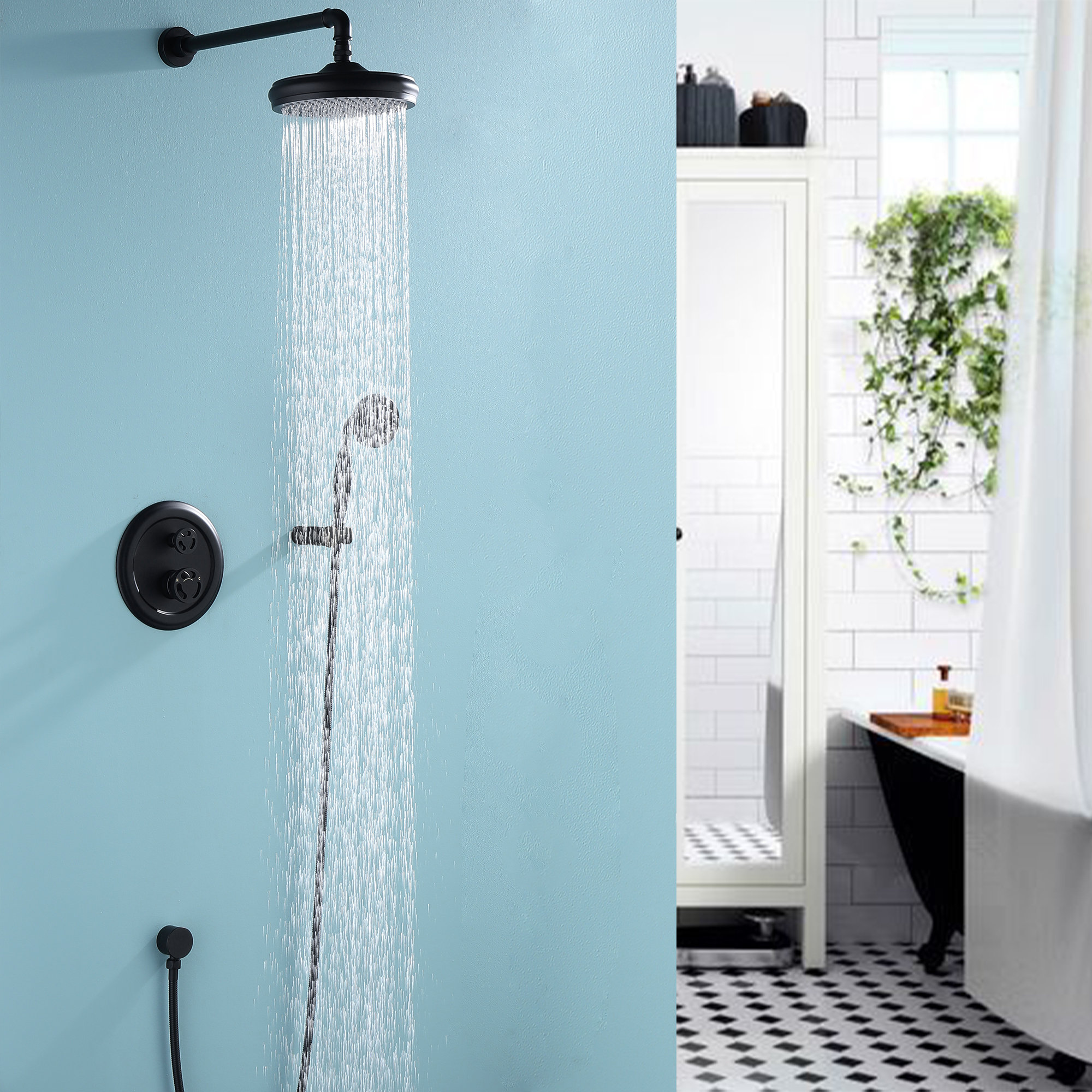 Homein Wall Mounted Complete Shower System With Rough-In Valve ...