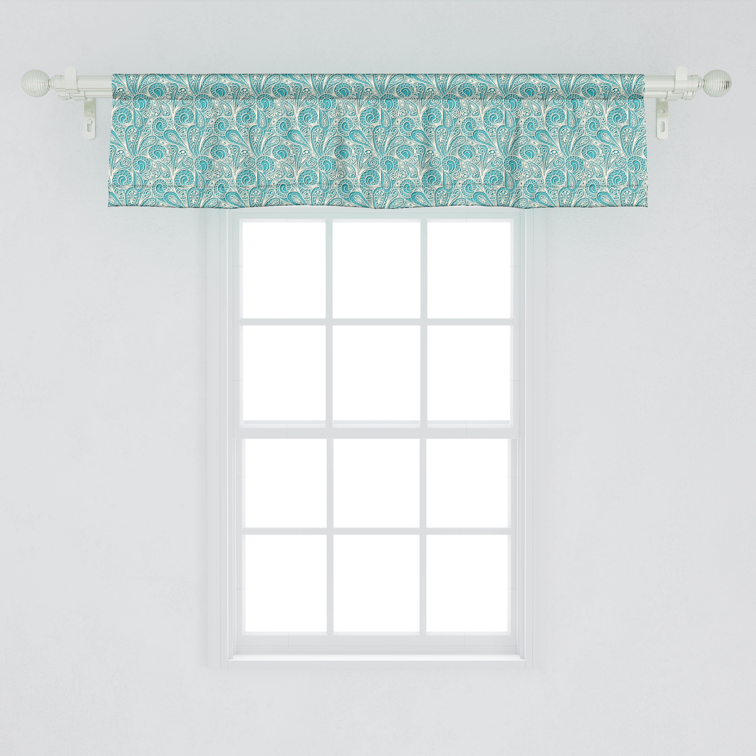 Ambesonne Teal Valance Pack of 2 Romantic Lace Pattern 54"X12" Teal ...