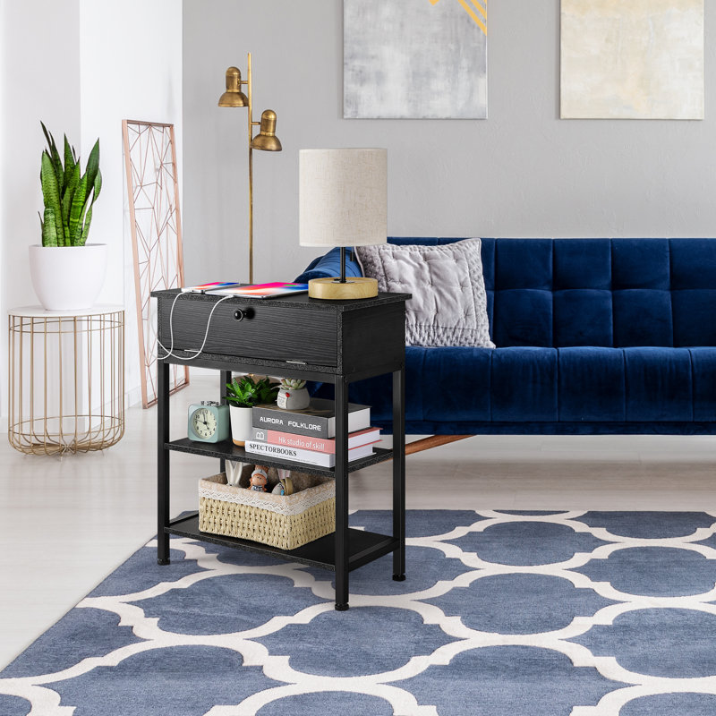 17 Stories Reca Vintage Color Triple Row Side Table with Door & Reviews ...