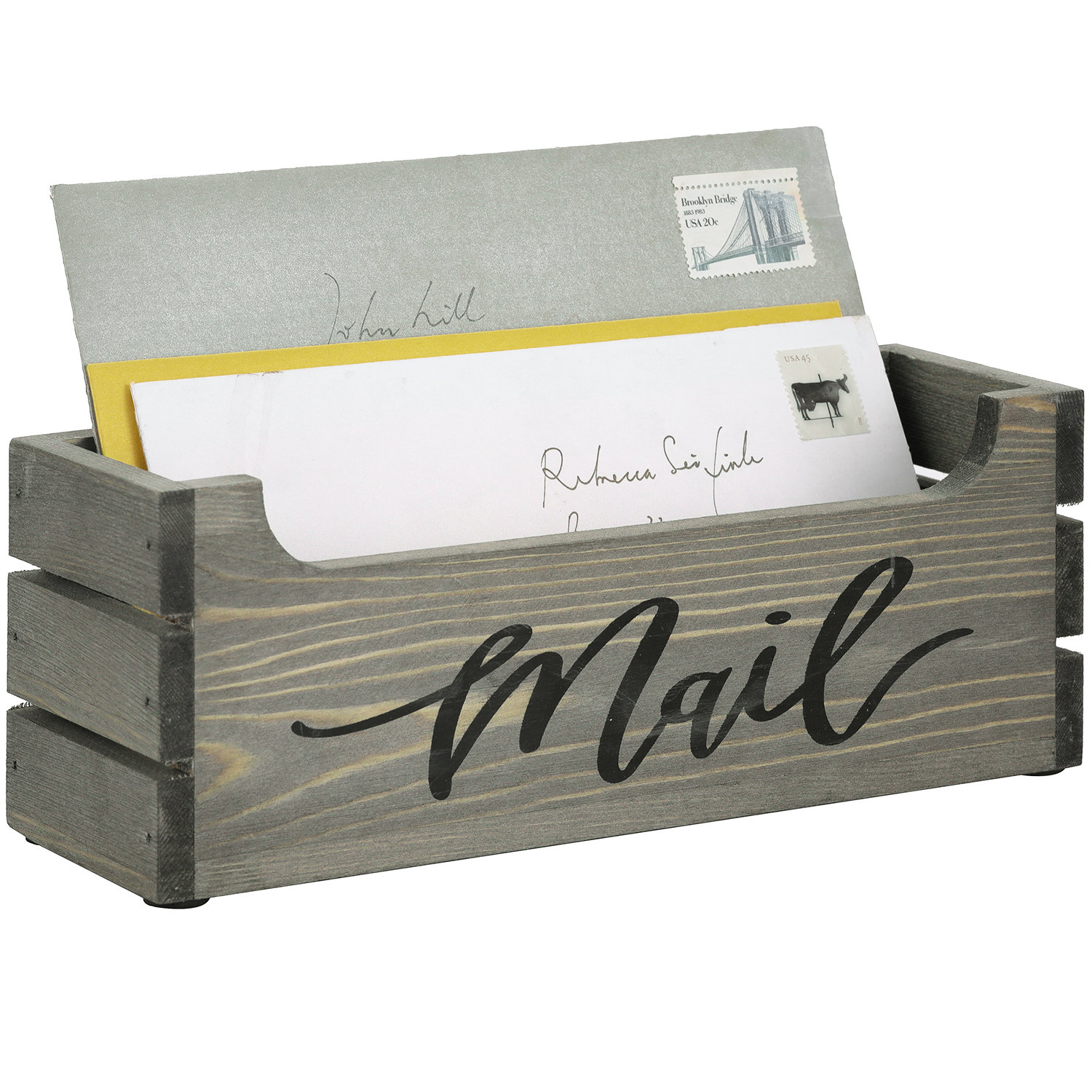 Inbox Zero Emmie-May MAIL Wood Holder Paper Organizer | Wayfair