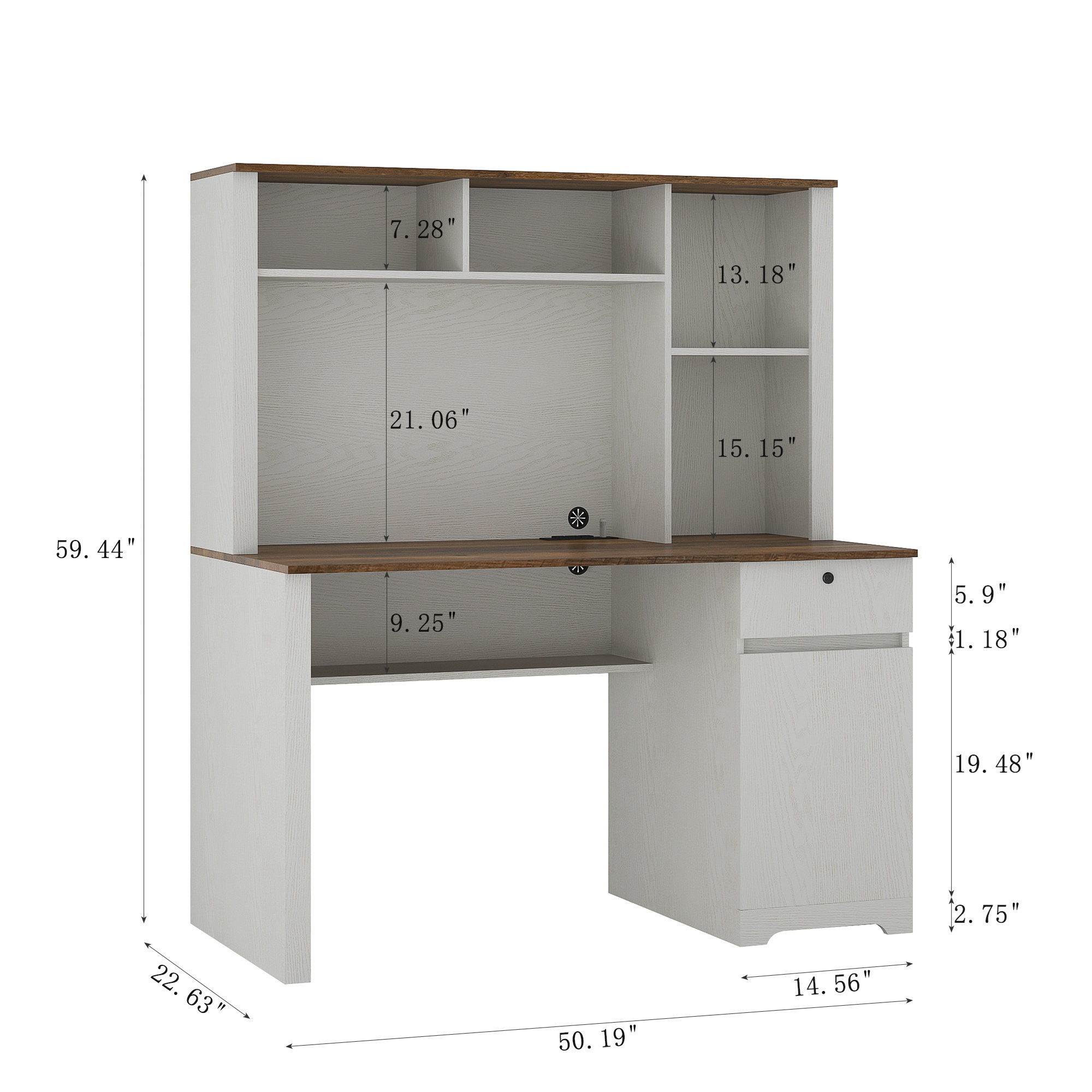 Red Barrel Studio Computer Desk With Hutch & Bookshelf,Wood Executive ...