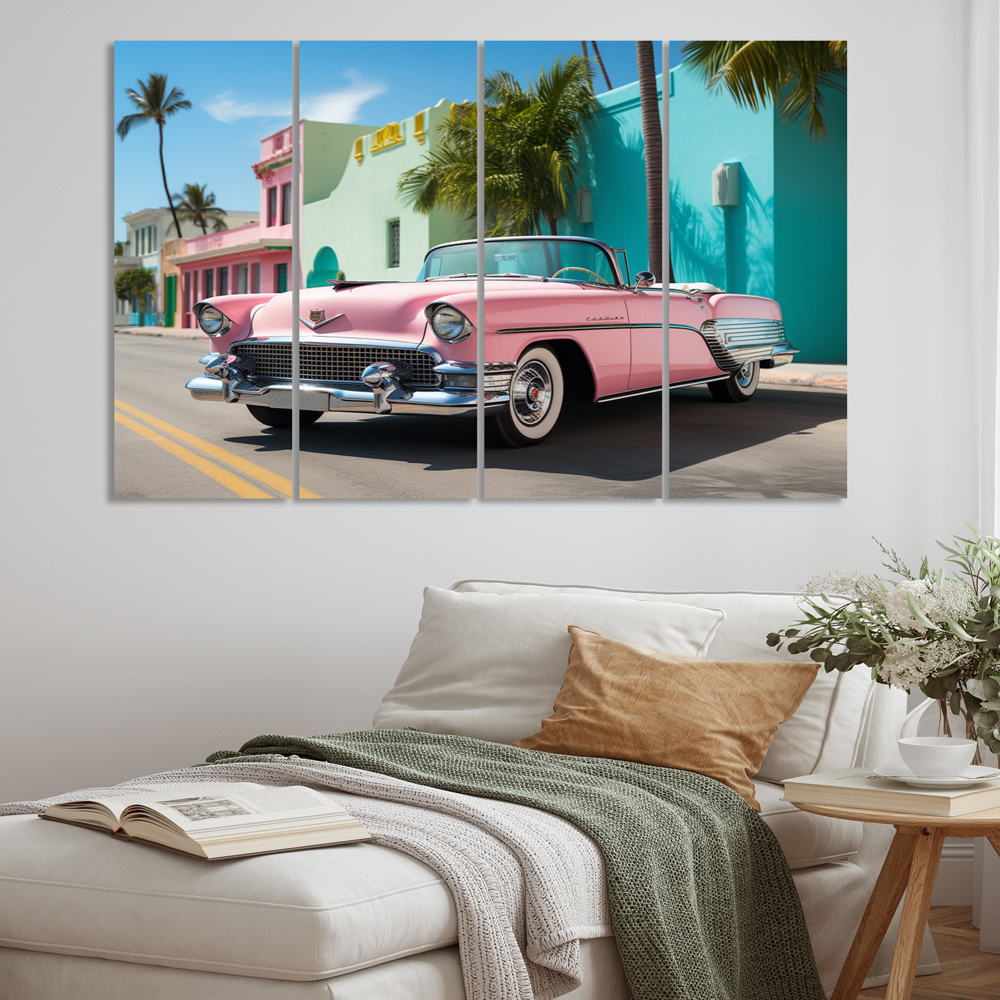 Bay Isle Home™ Miami Pink Cadillac II - Transportation Wall Decor - 4 ...