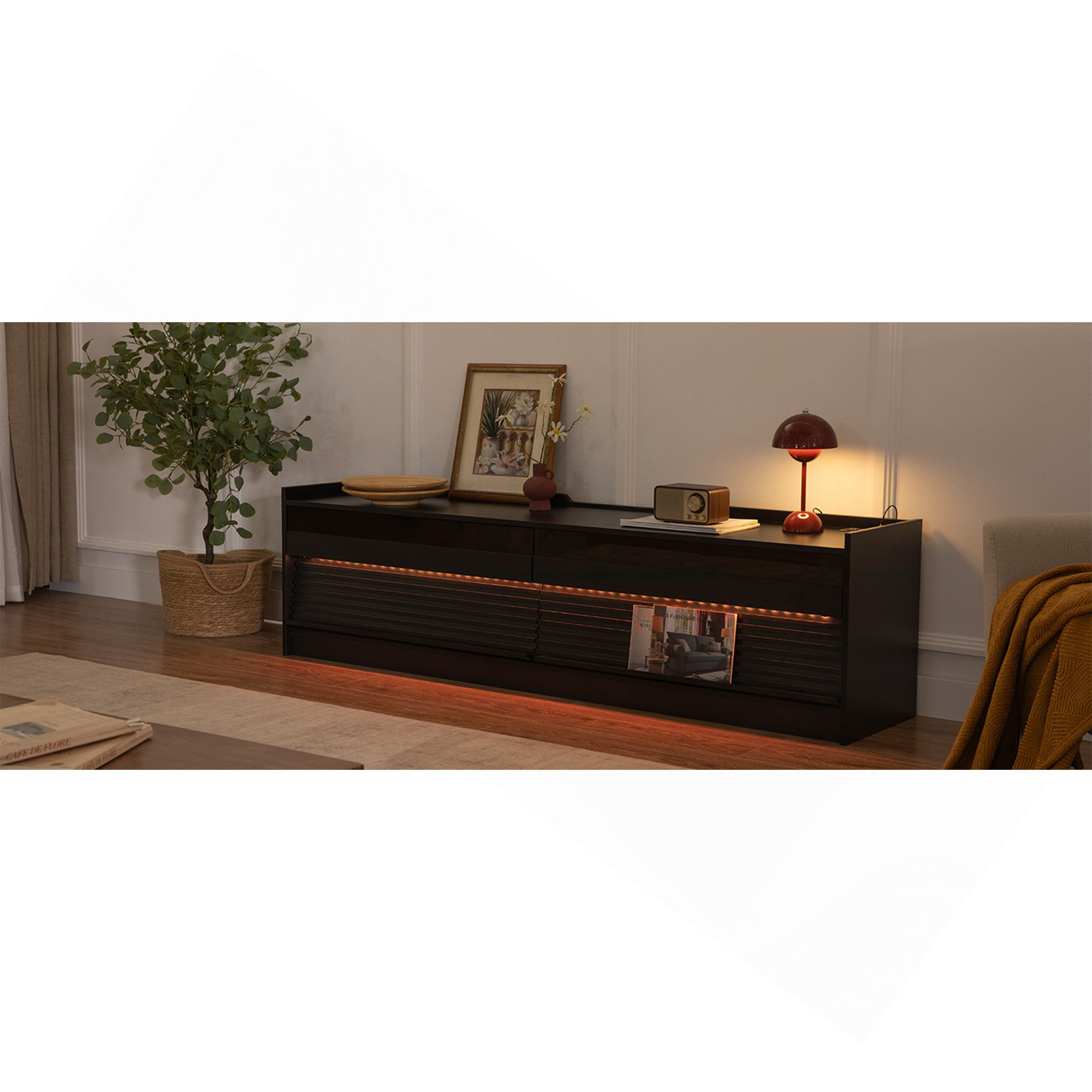 George Oliver Mirod Modern TV Stand With Ample Storage,4 Drawer Design ...