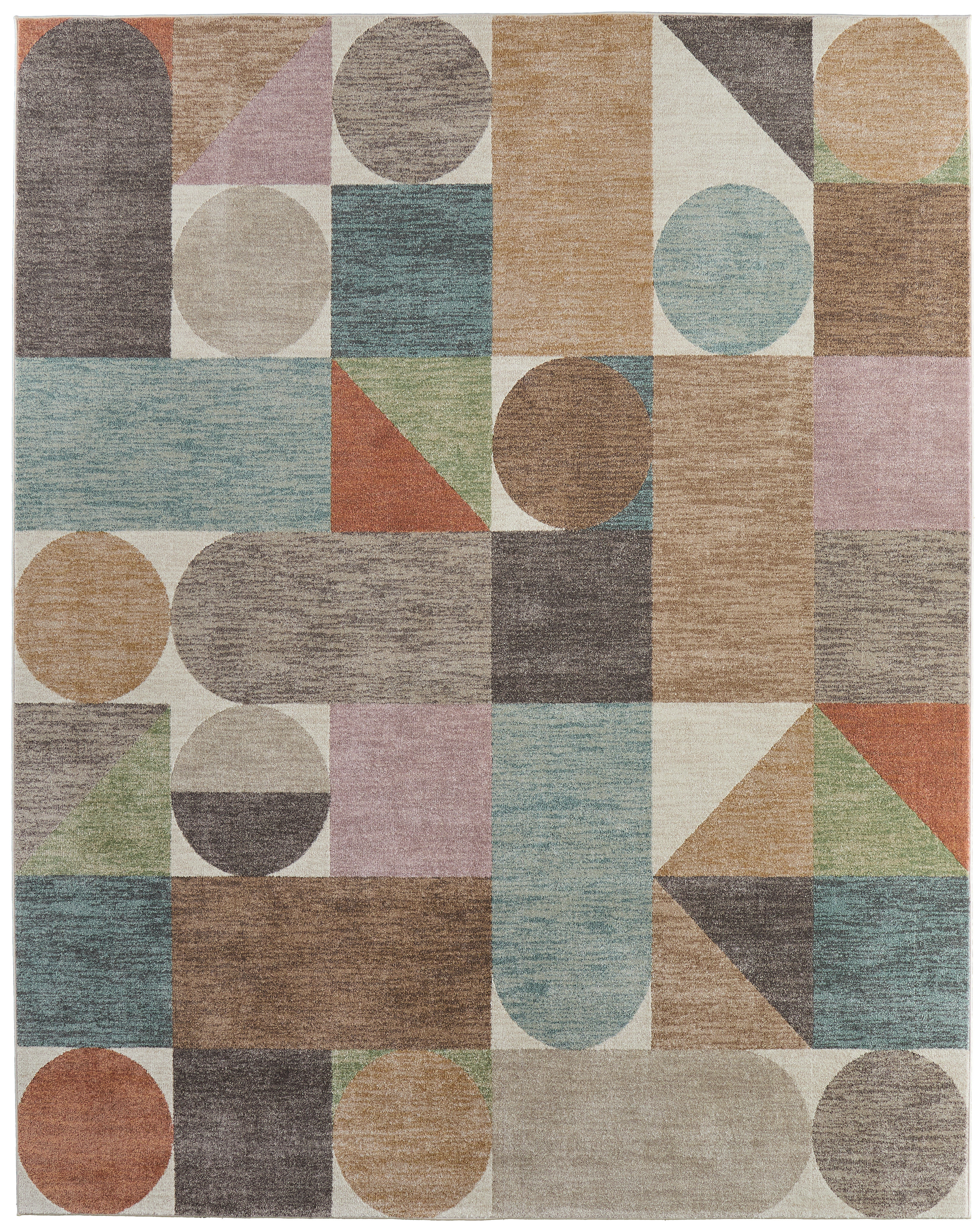 17 Stories Roy Modern Color Block, Ivory/Brown/Blue Area Rug | Wayfair