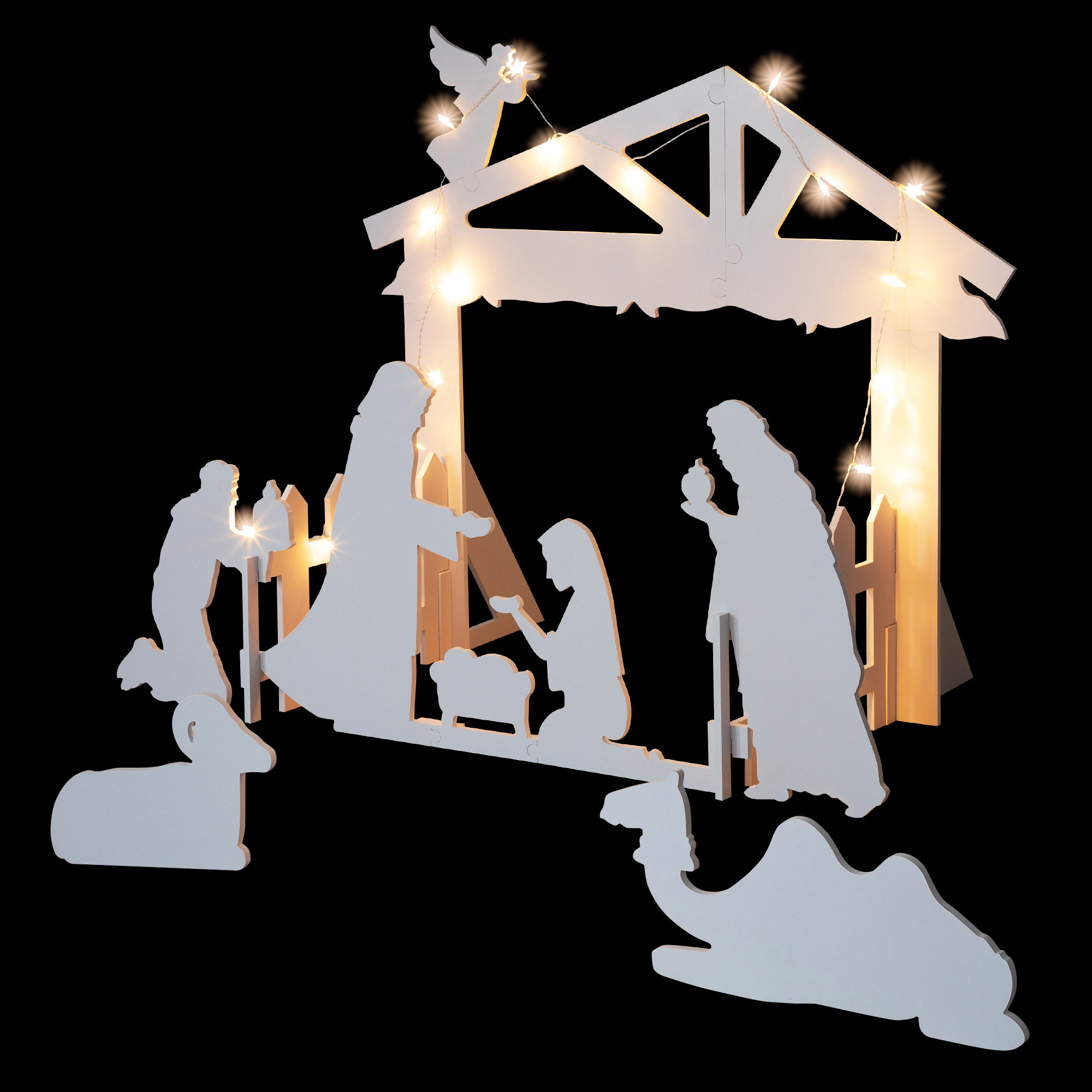 The Holiday Aisle® Outdoor Lighted Nativity Set, Holy Family Christmas ...