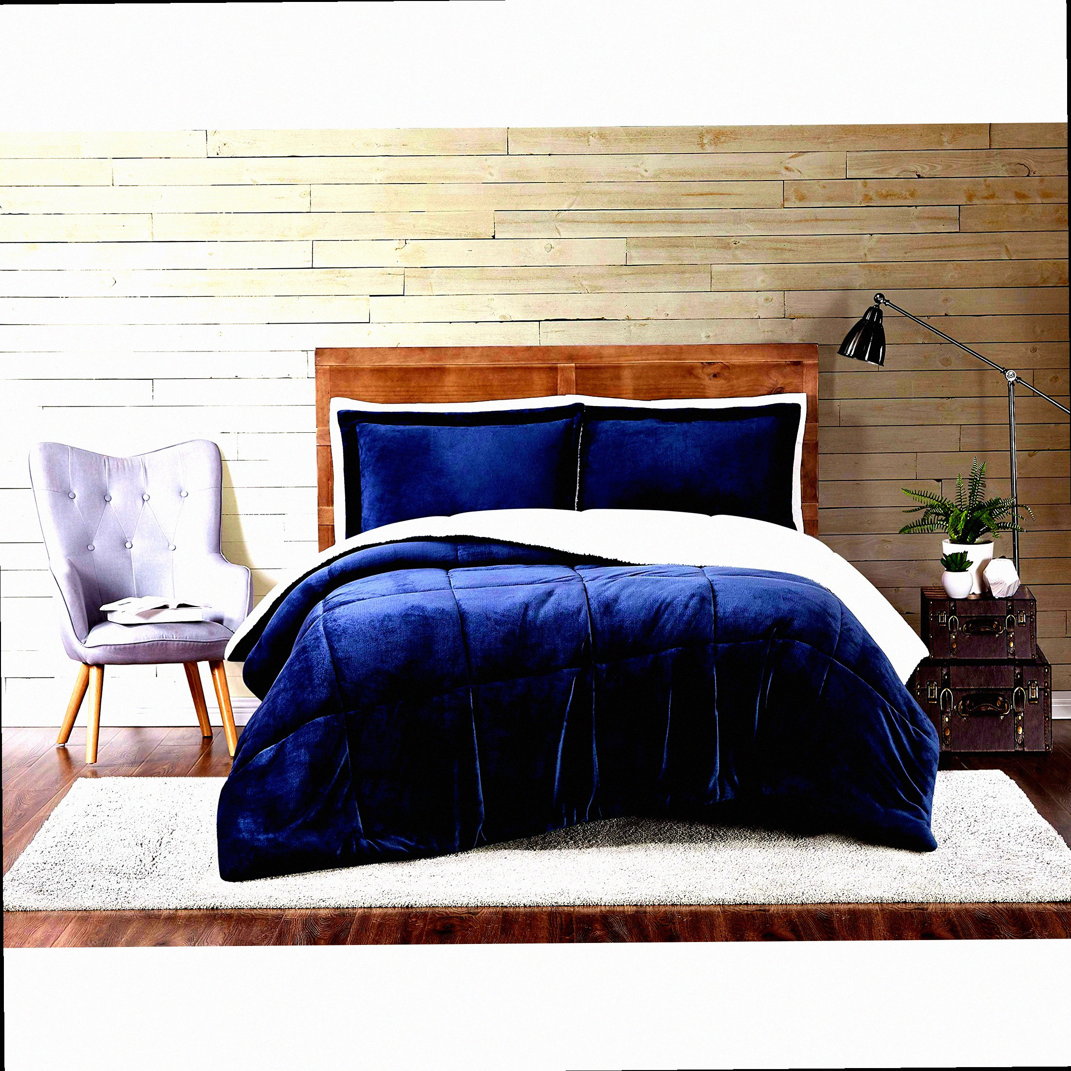 Hokku Designs Indigo Bliss Plush Comforter Set - Soft, Warm, Cuddle ...