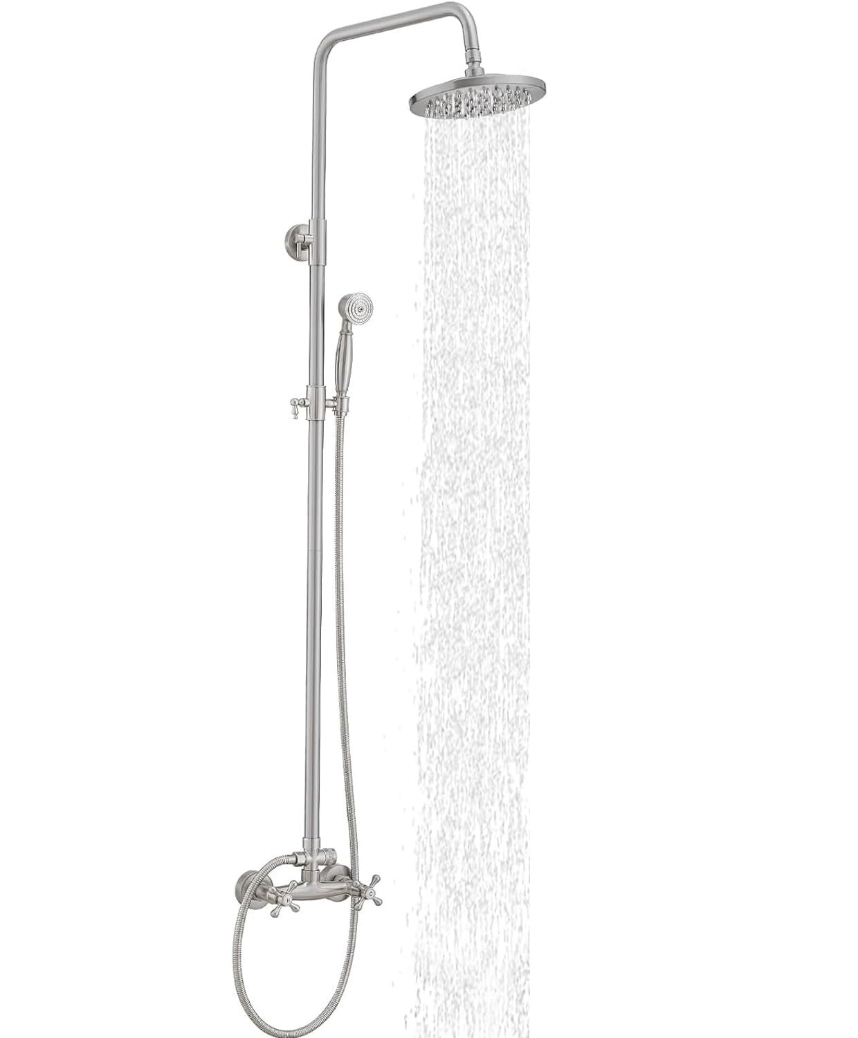 FESITY Outdoor Shower Set Wall Mount High Pressure SUS304 Exposed Pipe ...