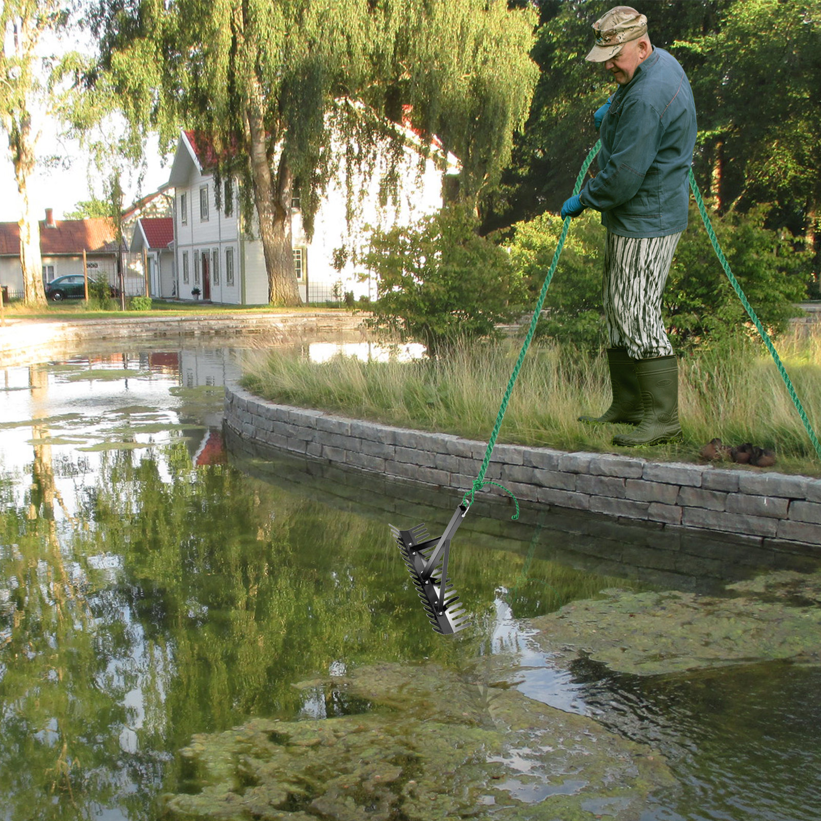 VEVOR Râteau d'étang, râtelier aquatique 24 pouces, coupe-herbe double ...