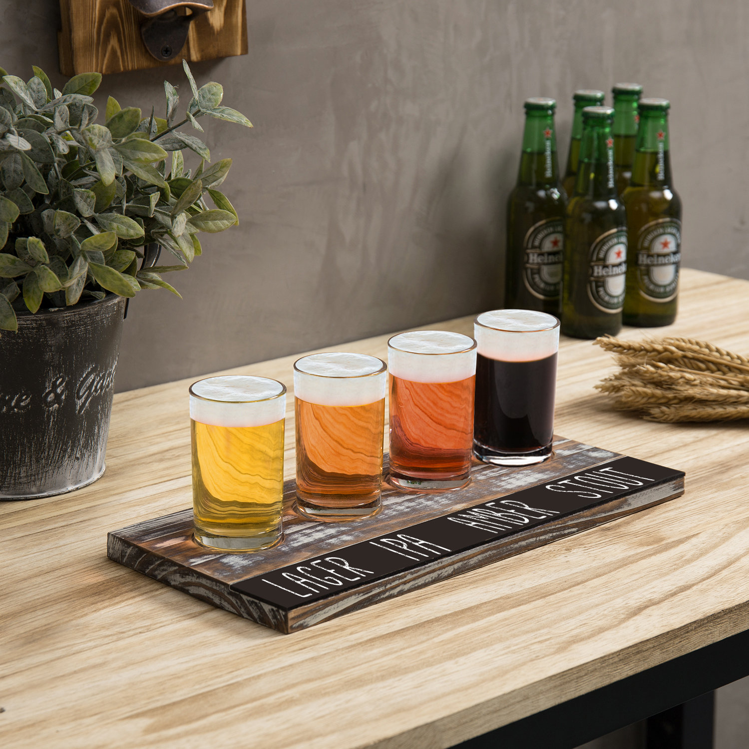 17 Stories 7 oz. Glass Tasting Beer Flight Tray | Wayfair