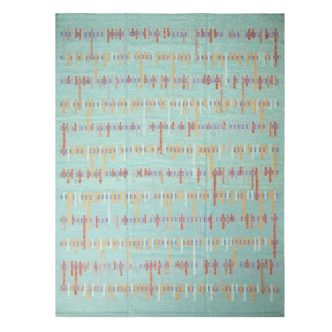 Rug & Kilim’S Scandinavian-Inspired Seafoam Blue And Red Wool Pile Rug ...