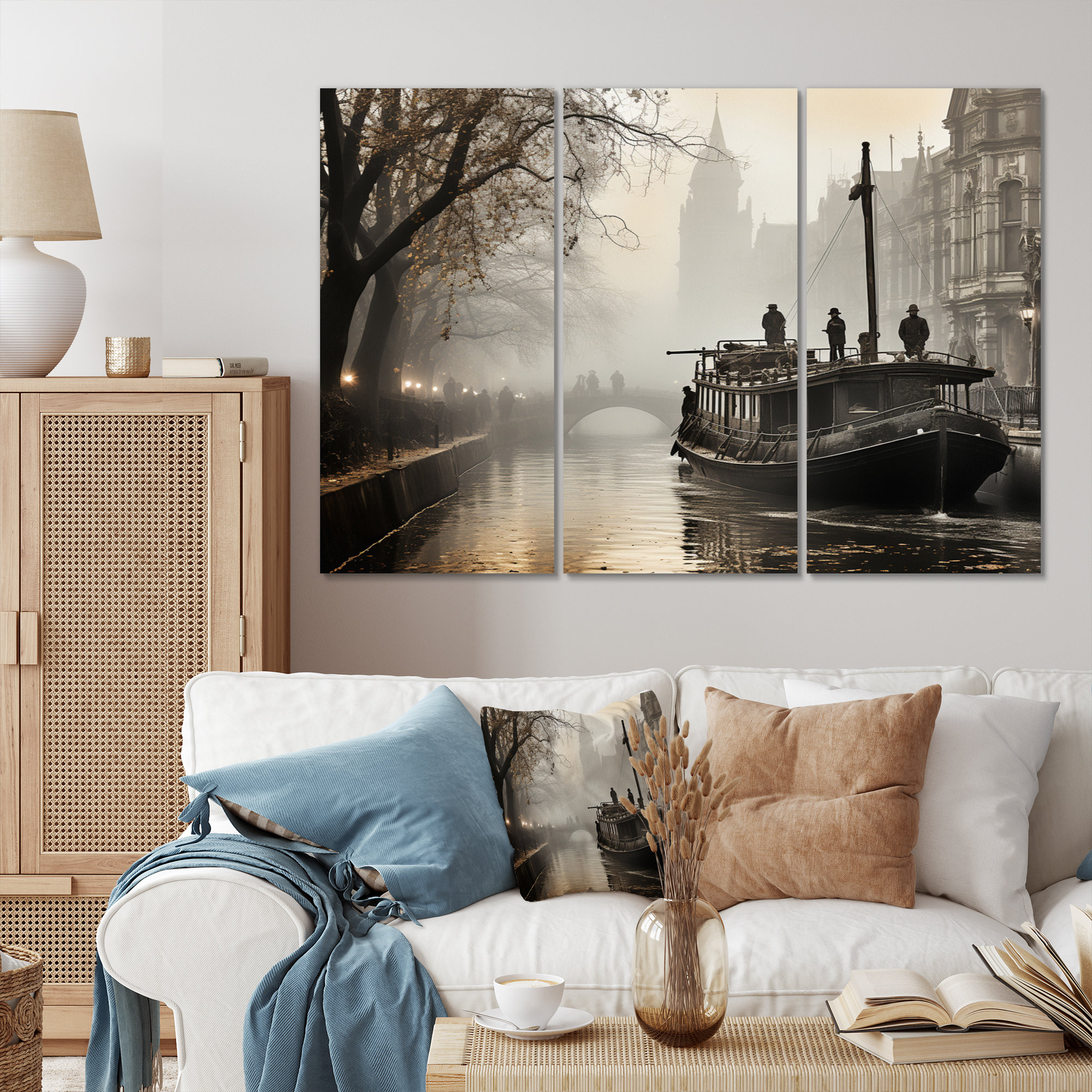 Breakwater Bay Grey Canal Vintage Canal Pointillism - Canals Metal Wall ...