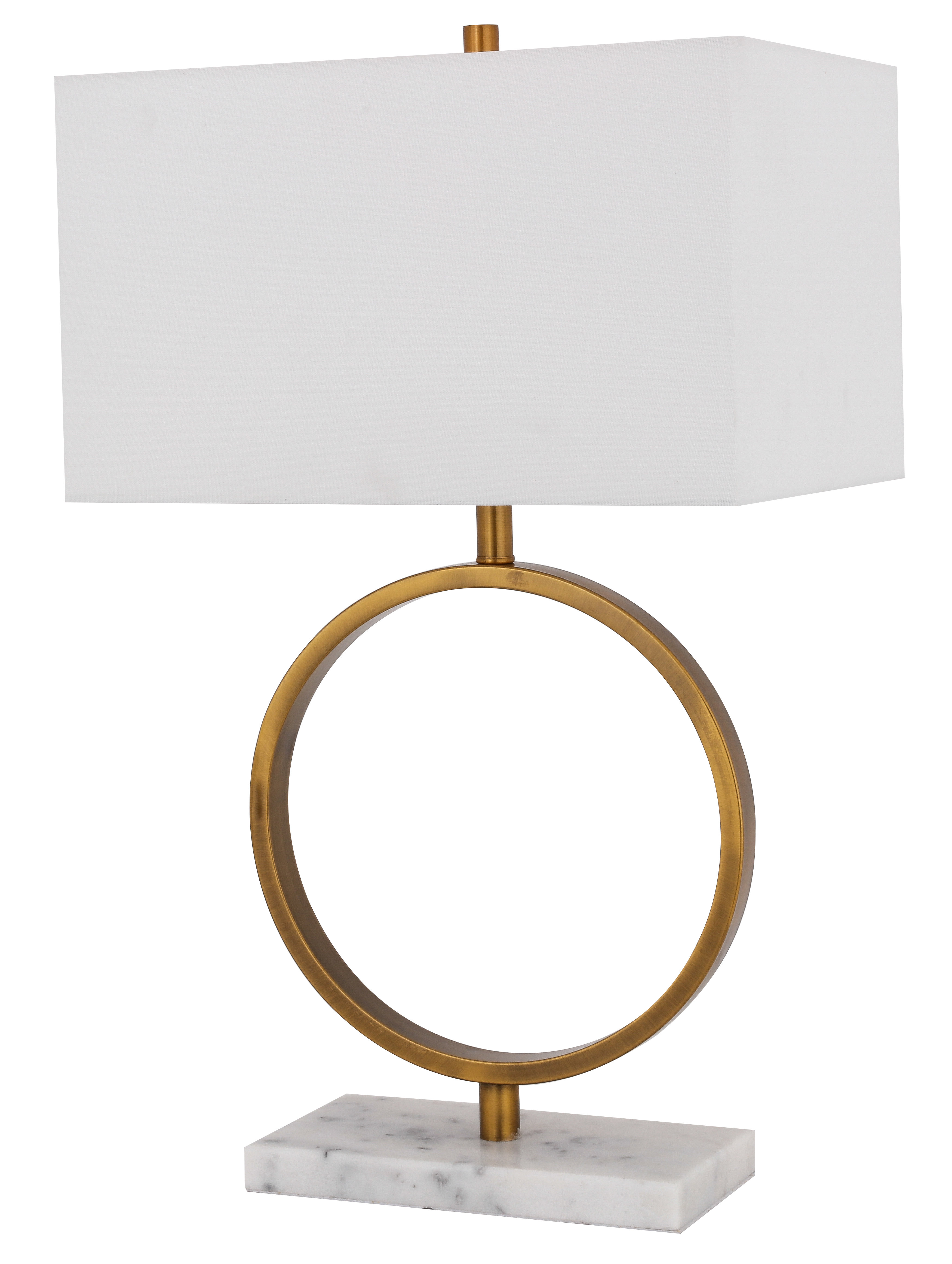 Mercer41 Kristine 1 Light Gold Hoop Table Lamp With Linen Shade | Wayfair