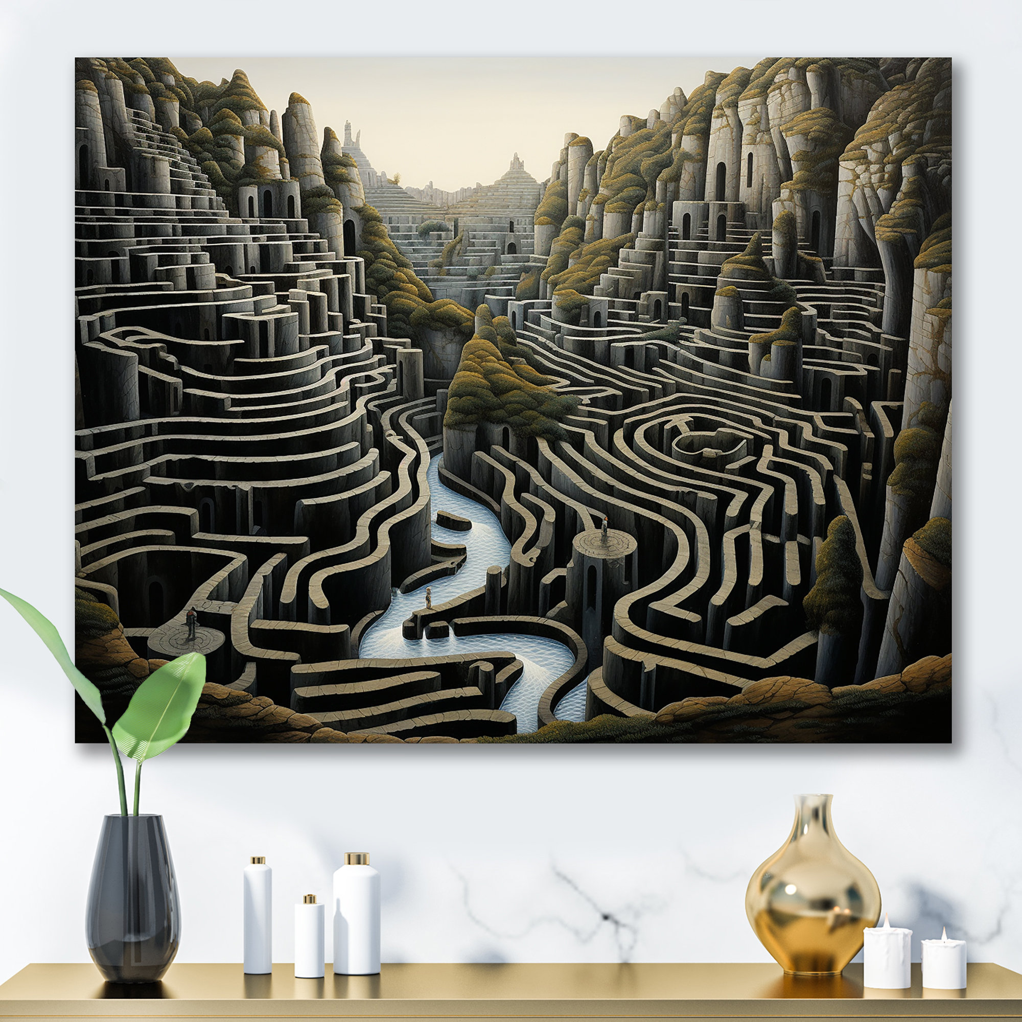 Red Barrel Studio® Maze Surreal Landscape III - Surrealism Wall Art ...