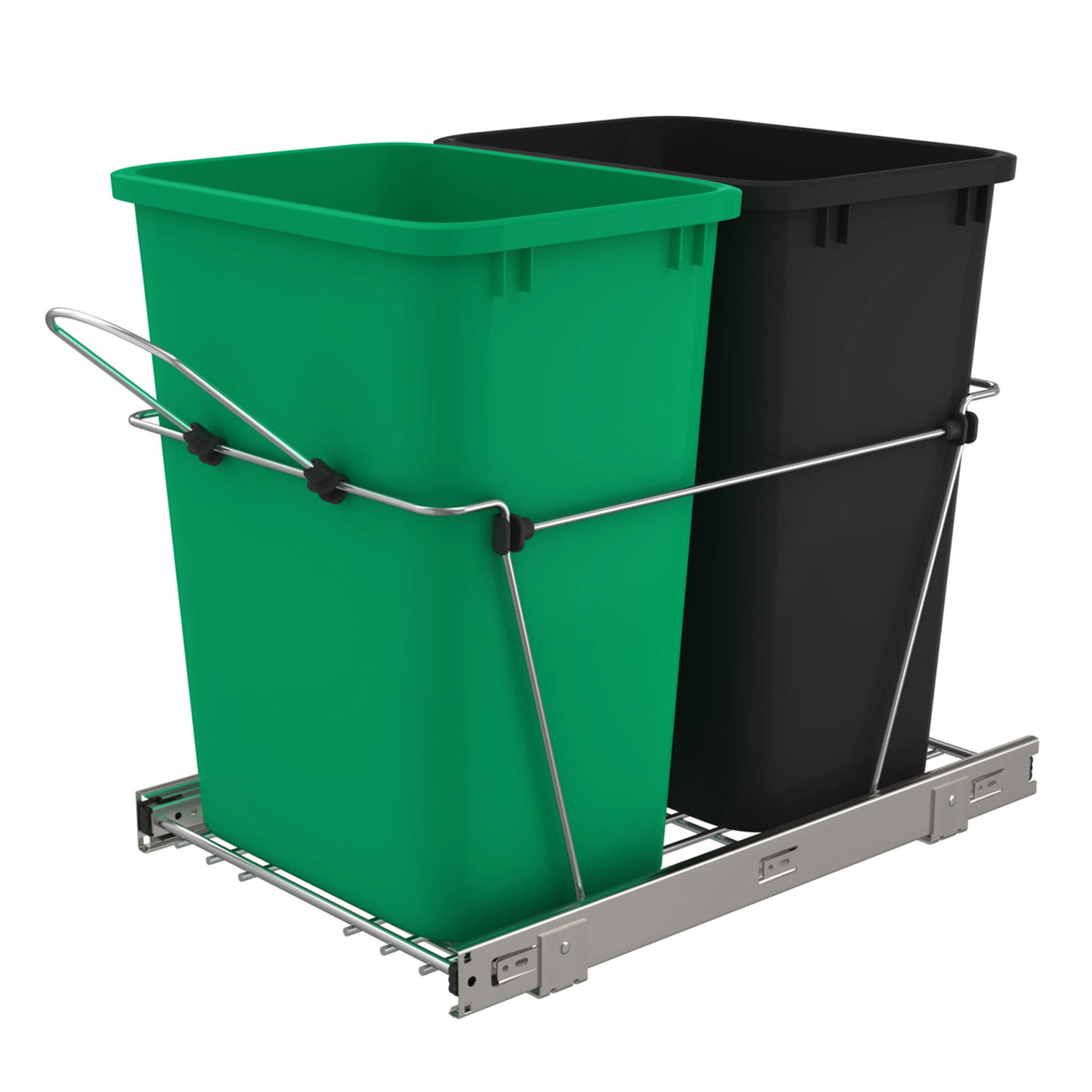 Rev-A-Shelf Double 35 Qt Sliding Pull-Out Waste Bin Containers, Green ...