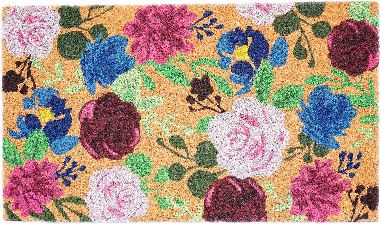 HomeRoots 17" X 29" Natural Pink Floral Outdoor Coir Door Mat - Wayfair ...