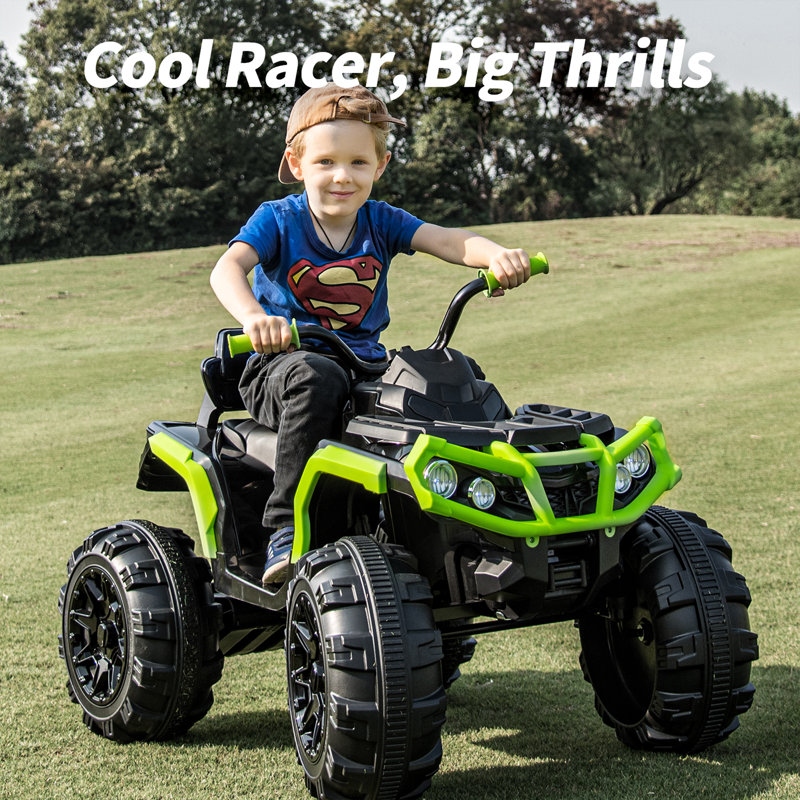 Outfunny 24V Kids 4 Wheeler, Ride on Toy ATV with Bluetooth & Headlight ...